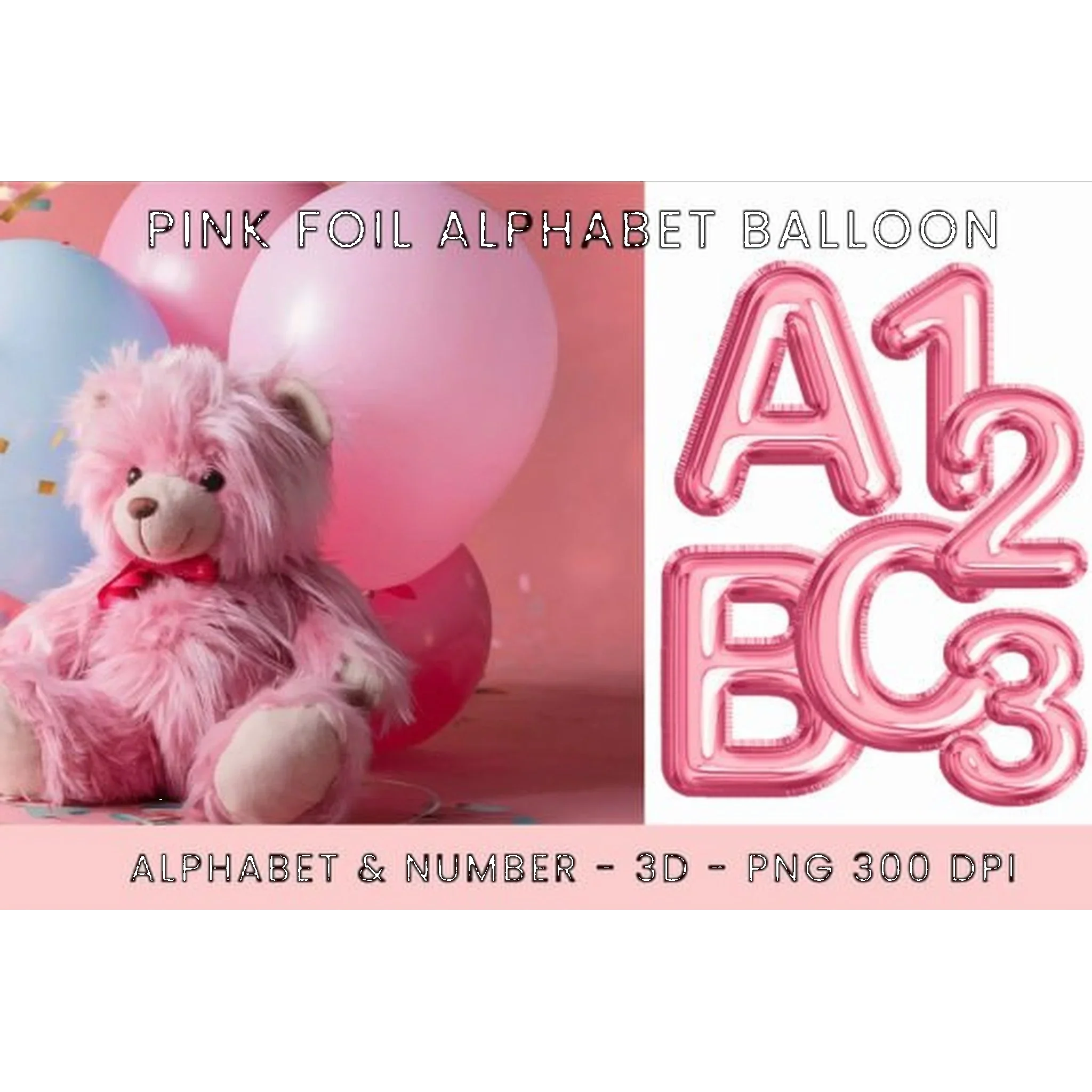 Pink Foil Alphabet Balloon Clipart