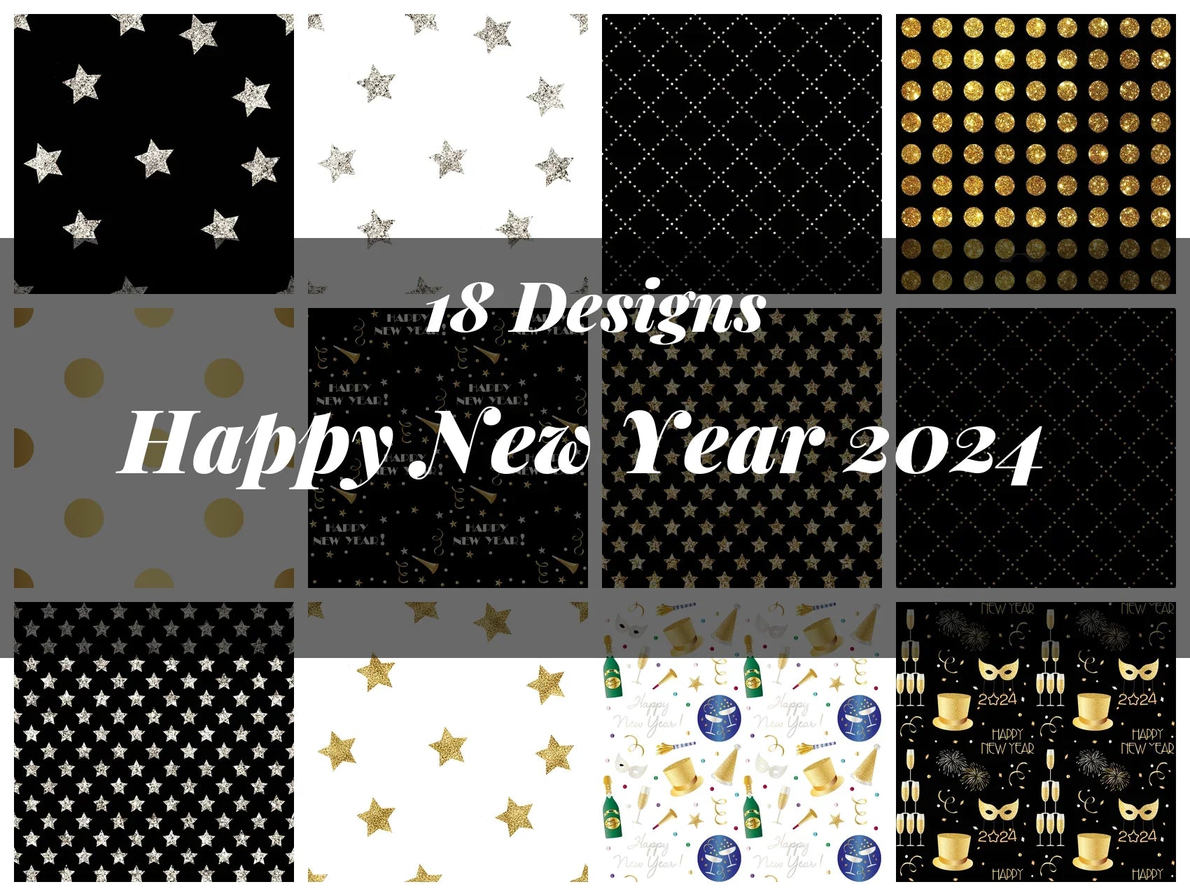 Happy New Year 2024 Seamless Digital Paper