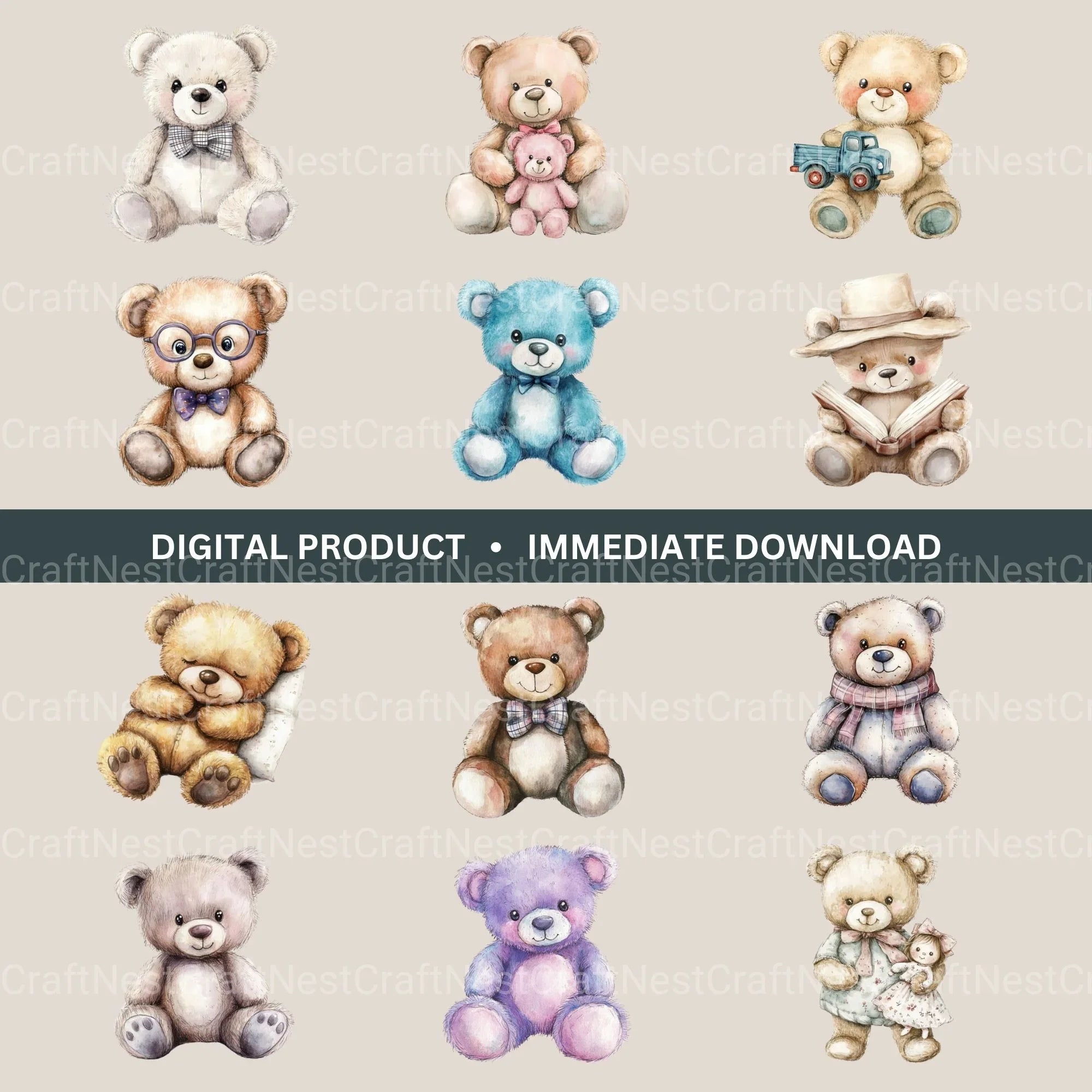 Teddy Bears 2 Clipart Bundle