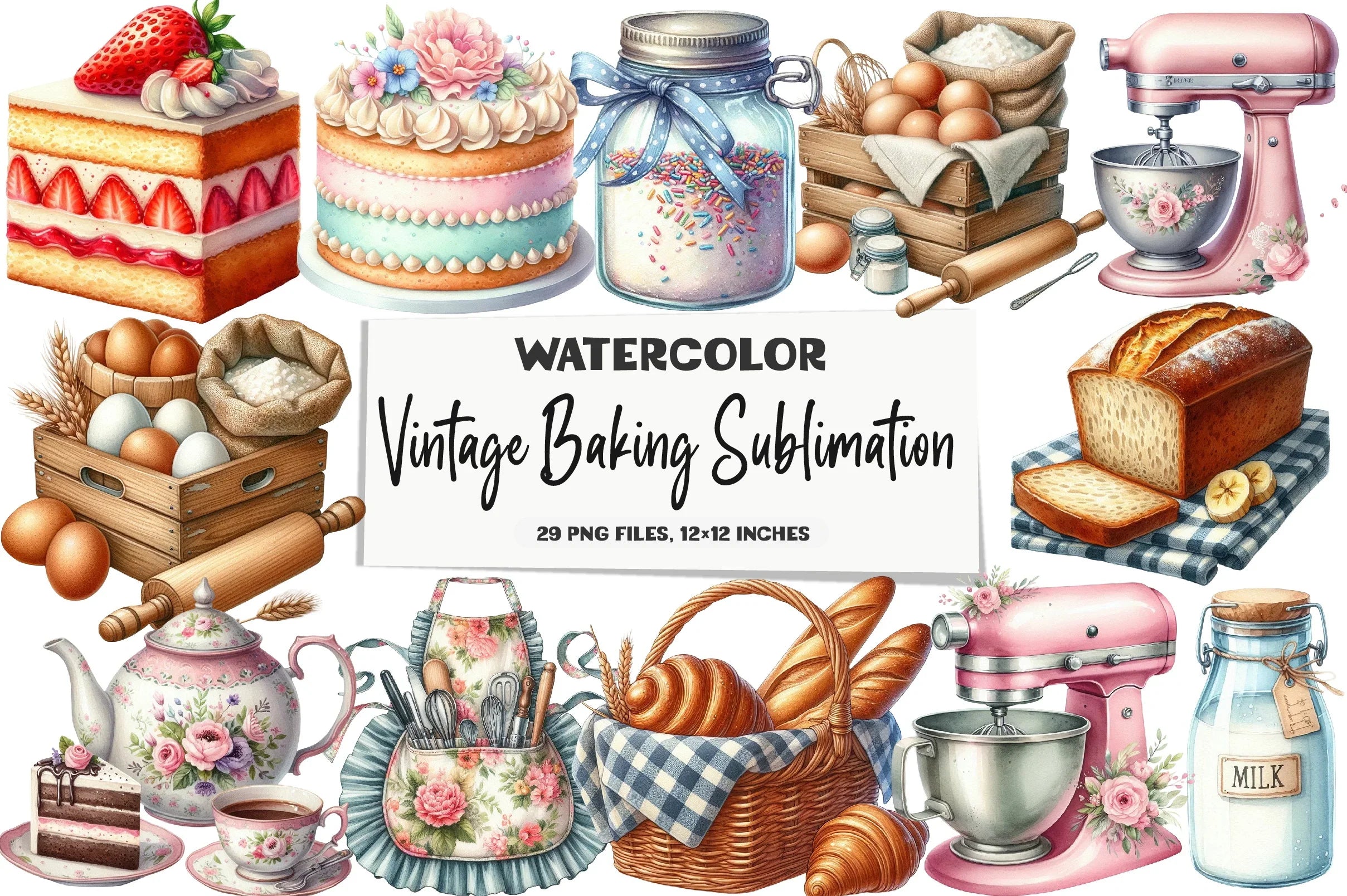 Vintage Baking Clipart Bundle