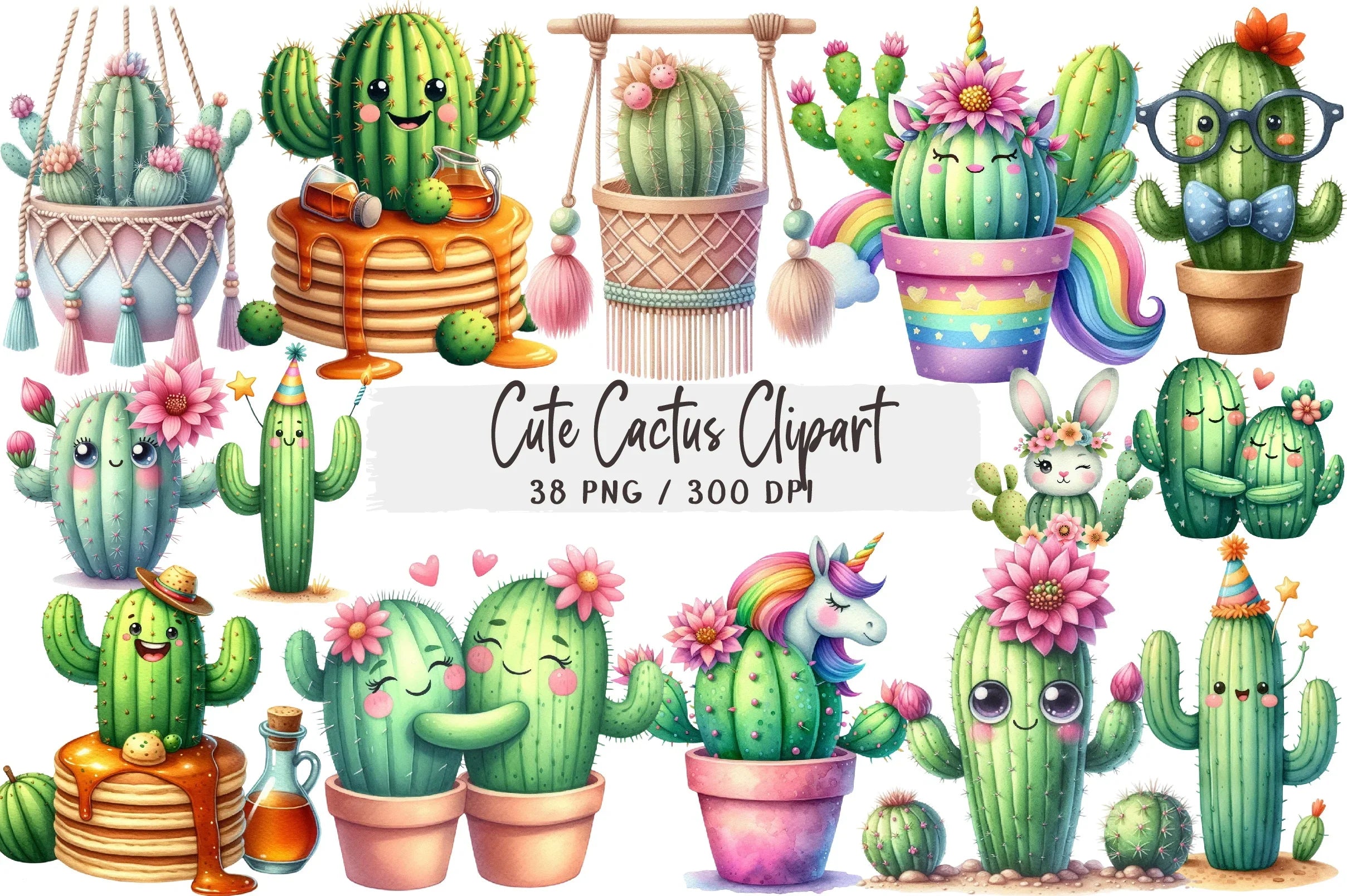 Cute Cactus Clipart Bundle