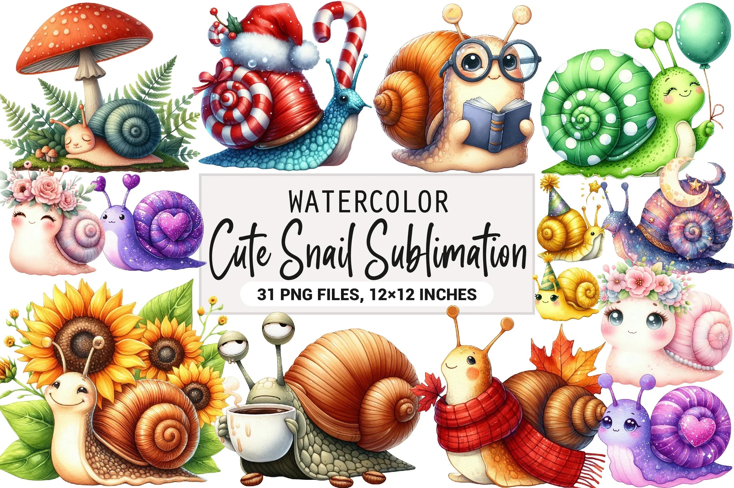 Cute Snail Clipart Bundle