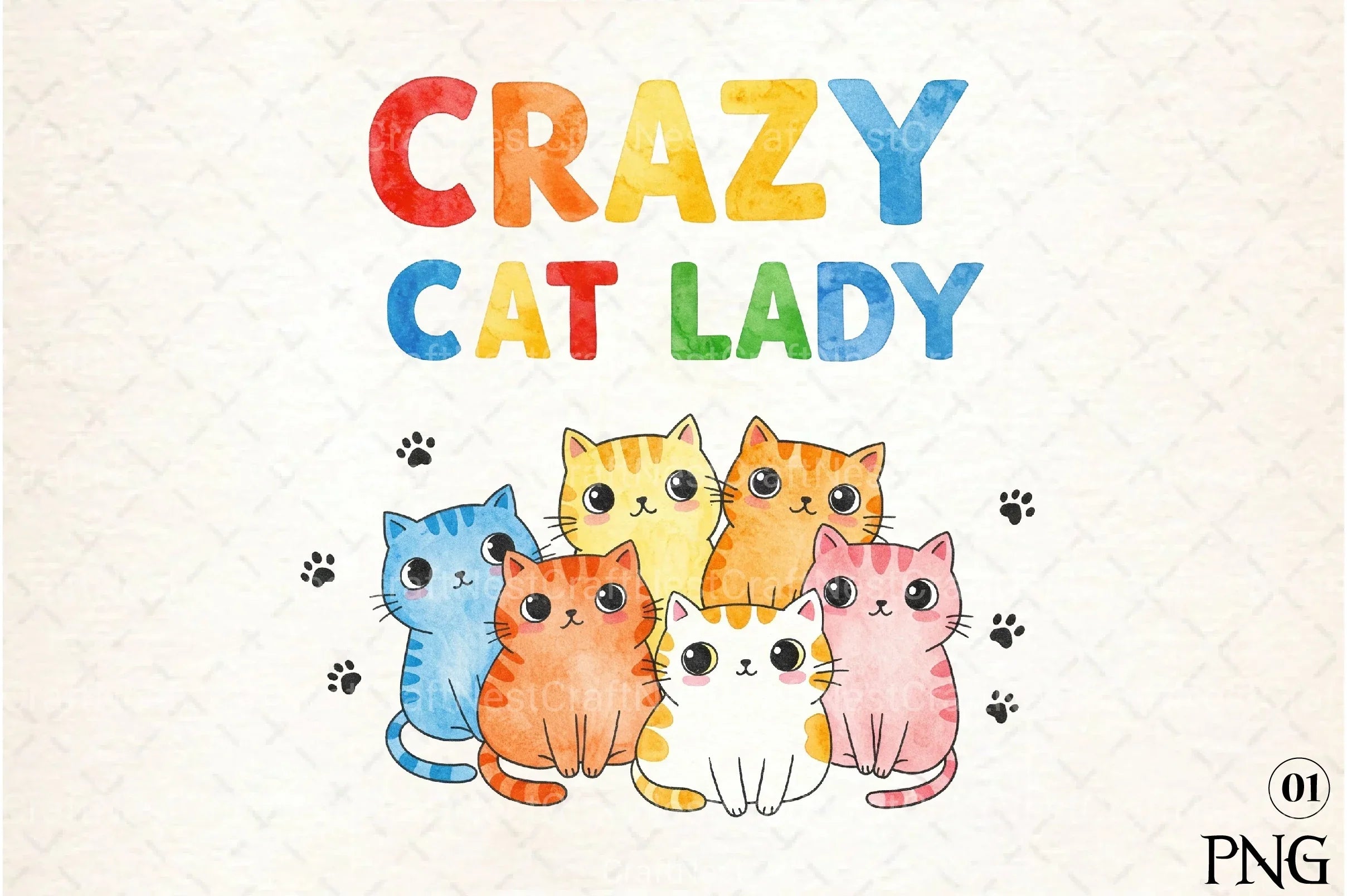 Funny Crazy Cat Lady Clipart Bundle
