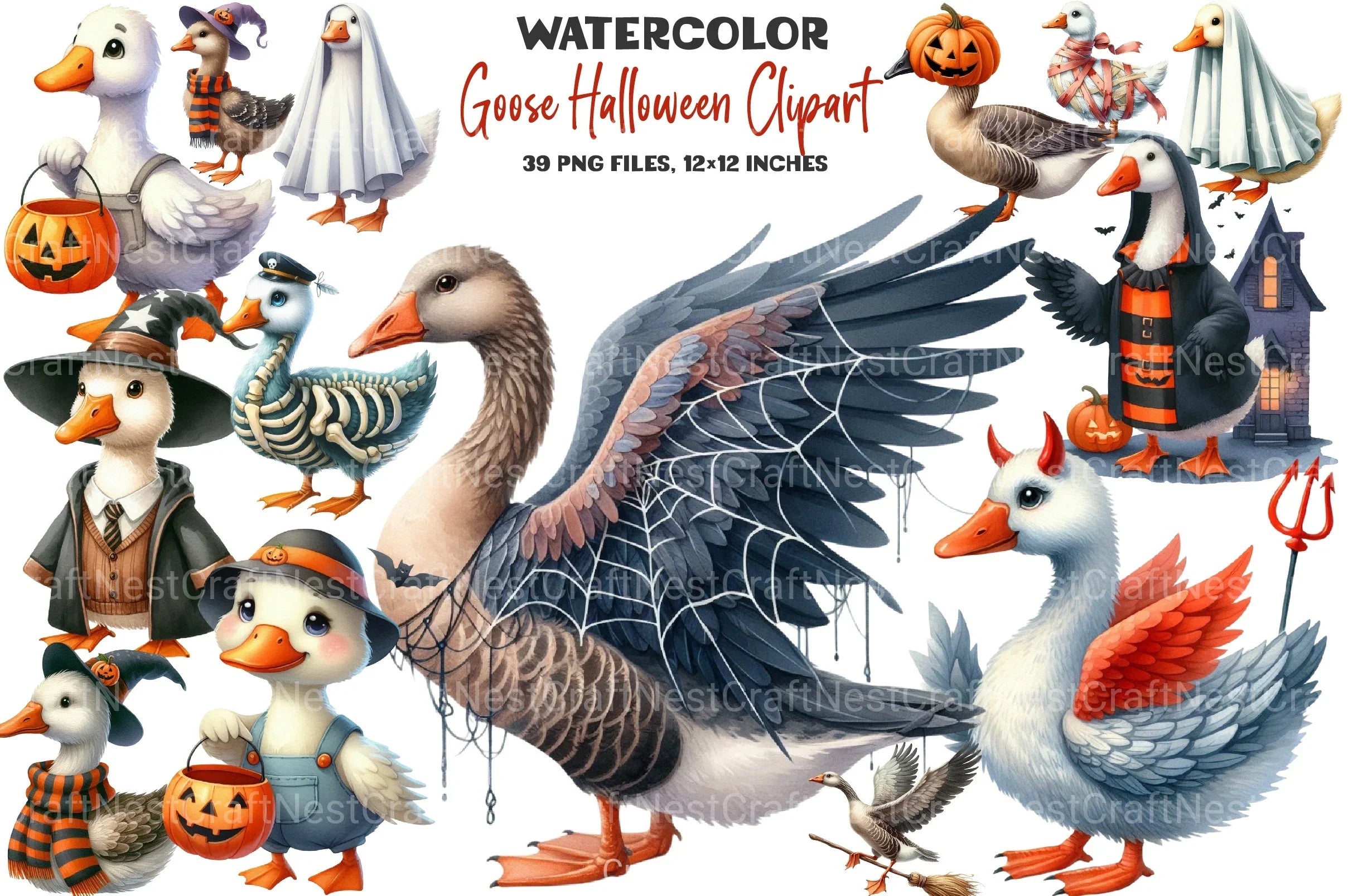 Goose Halloween Clipart Bundle