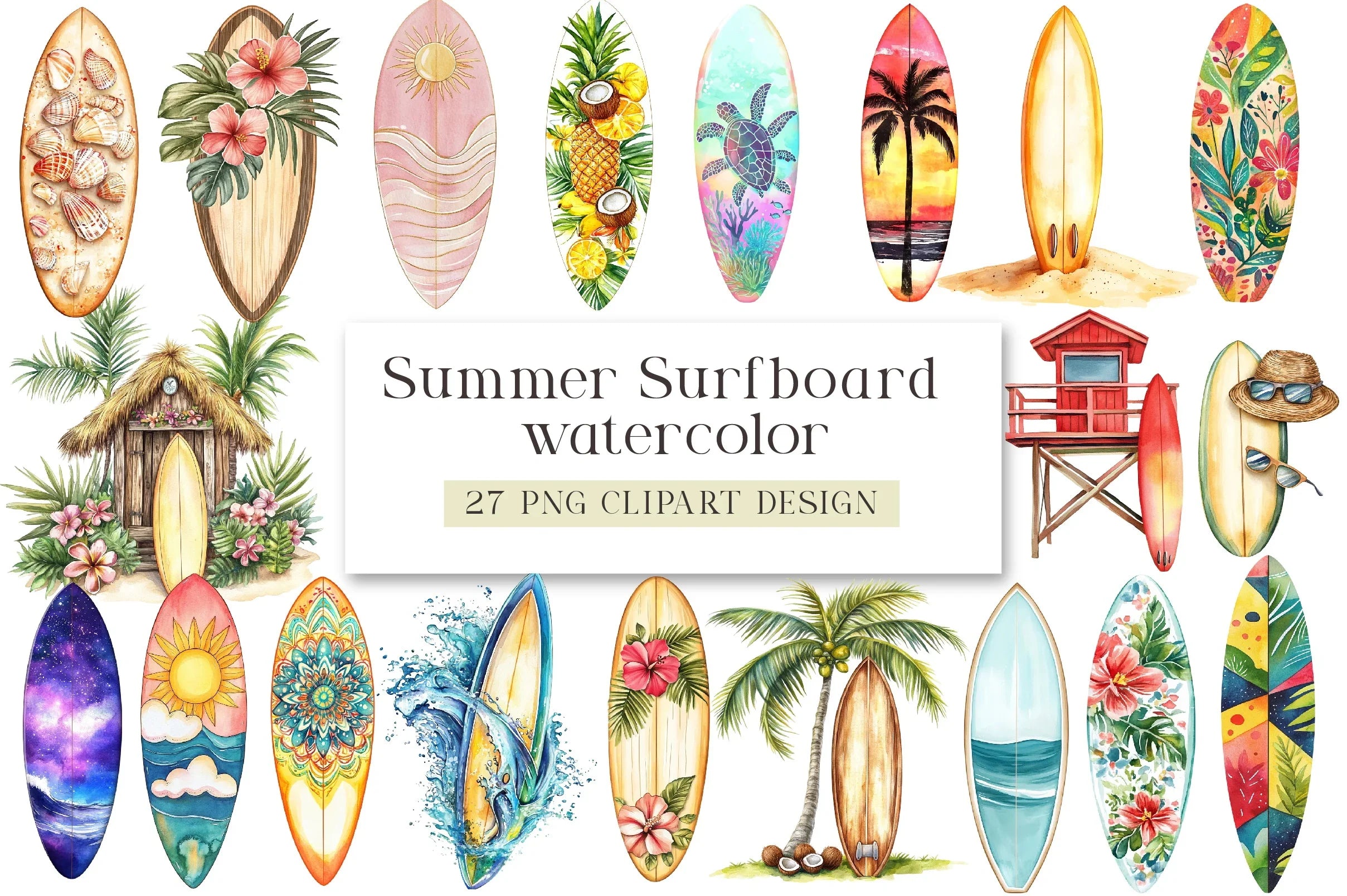 Summer Surfboard Clipart Bundle