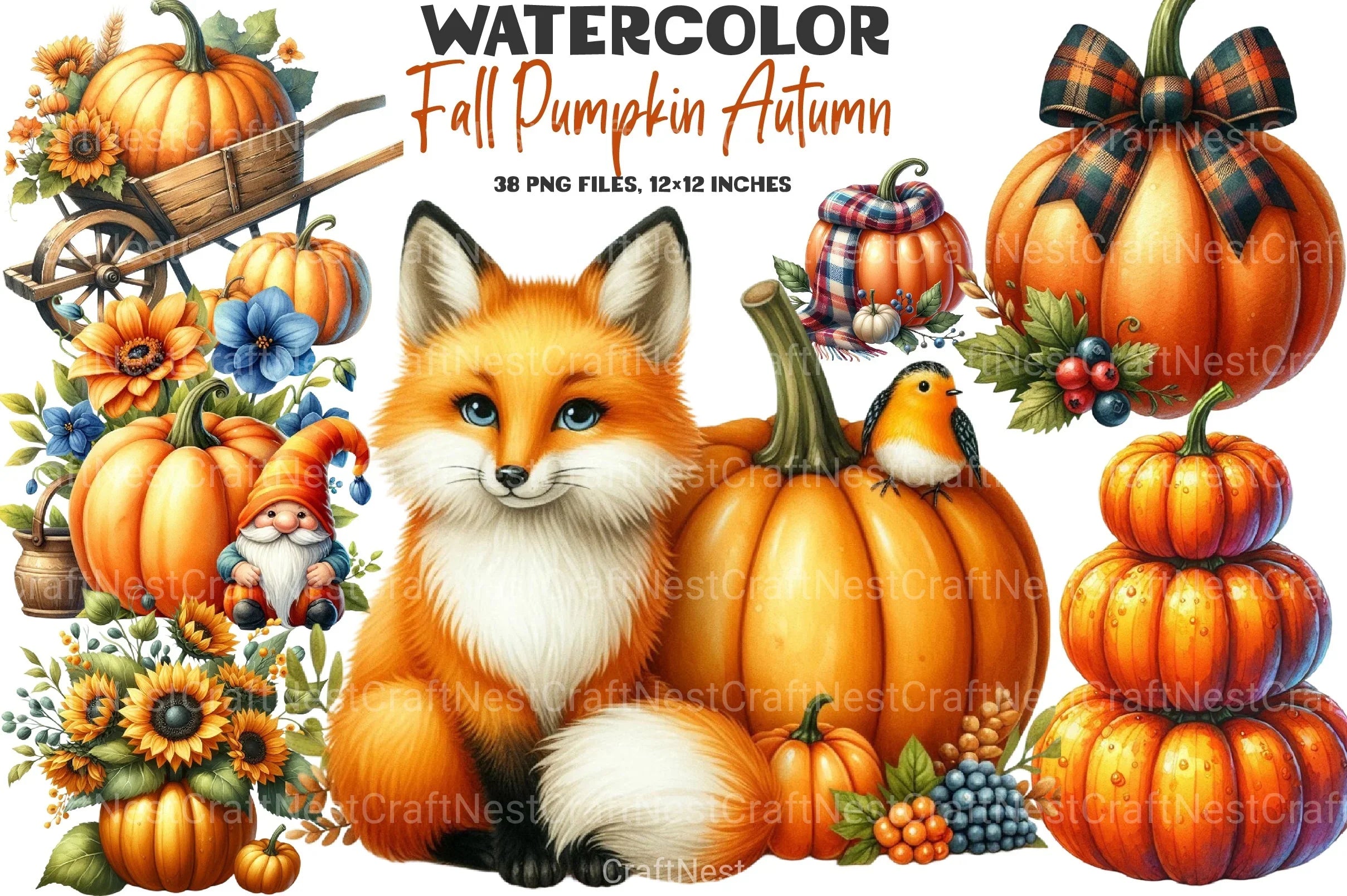 Fall Pumpkin Autumn Clipart Bundle