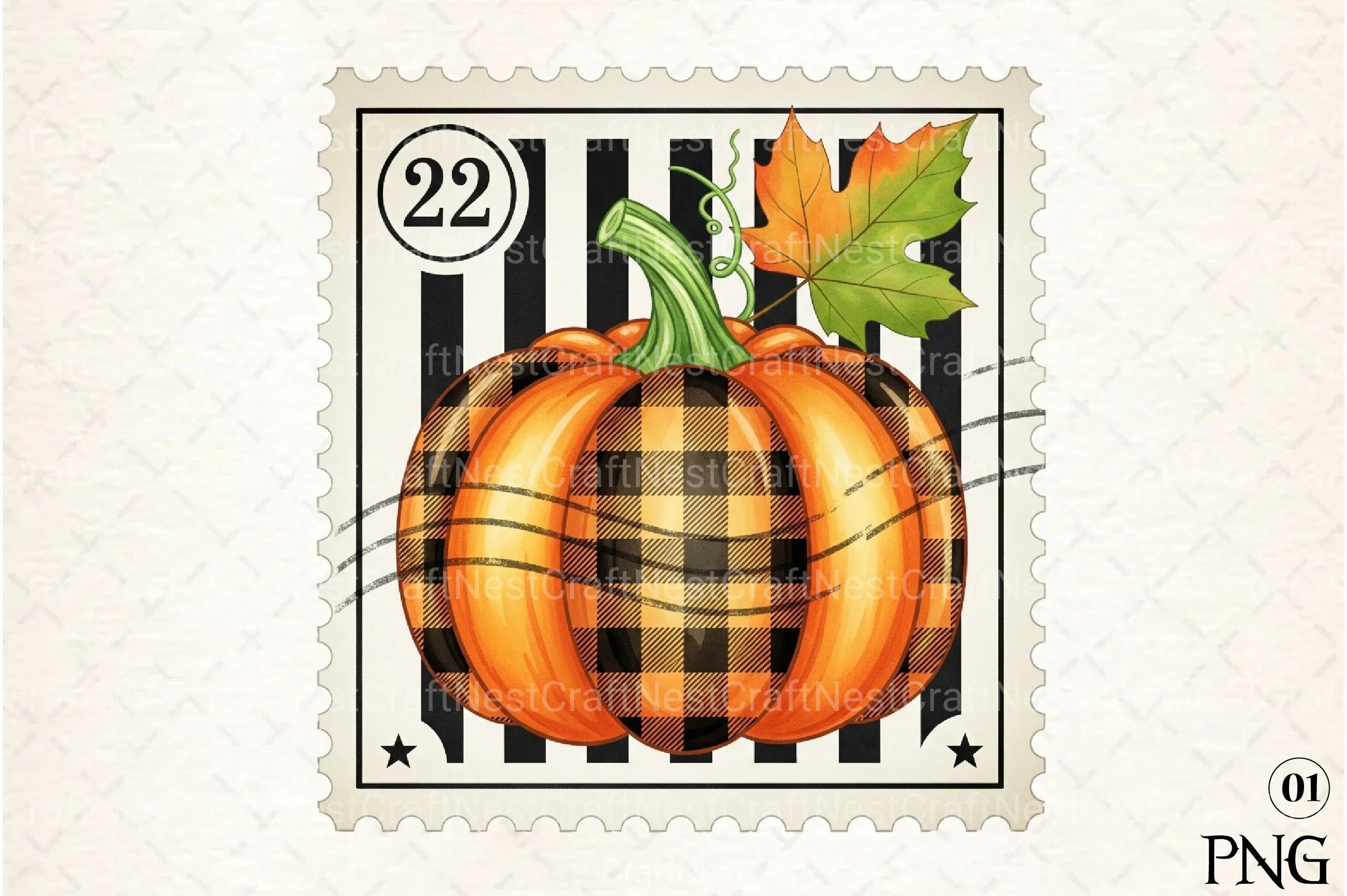 Pumpkin Postage Stamp Clipart Bundle