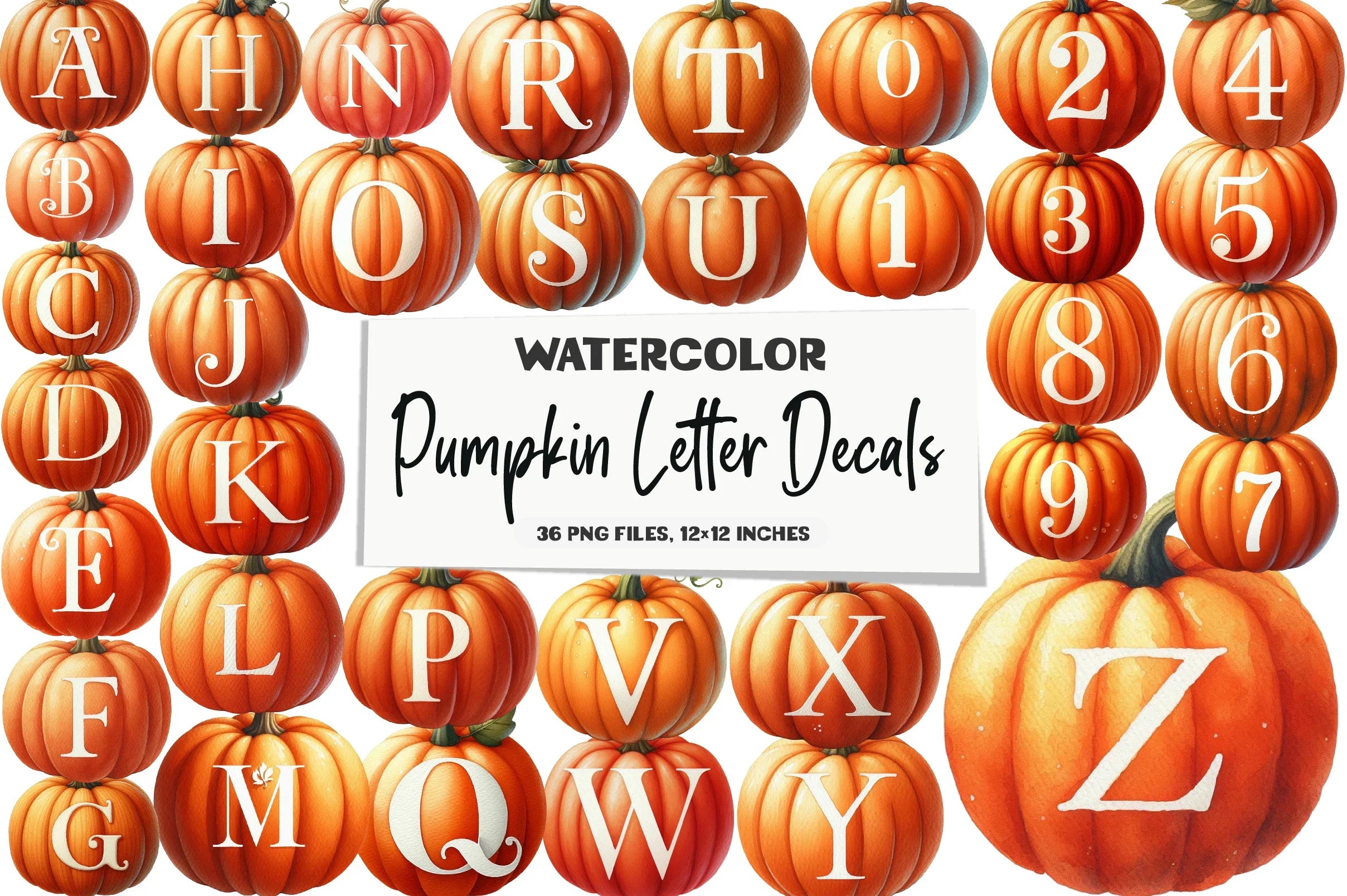 Pumpkin Letter Decals Clipart Bundle