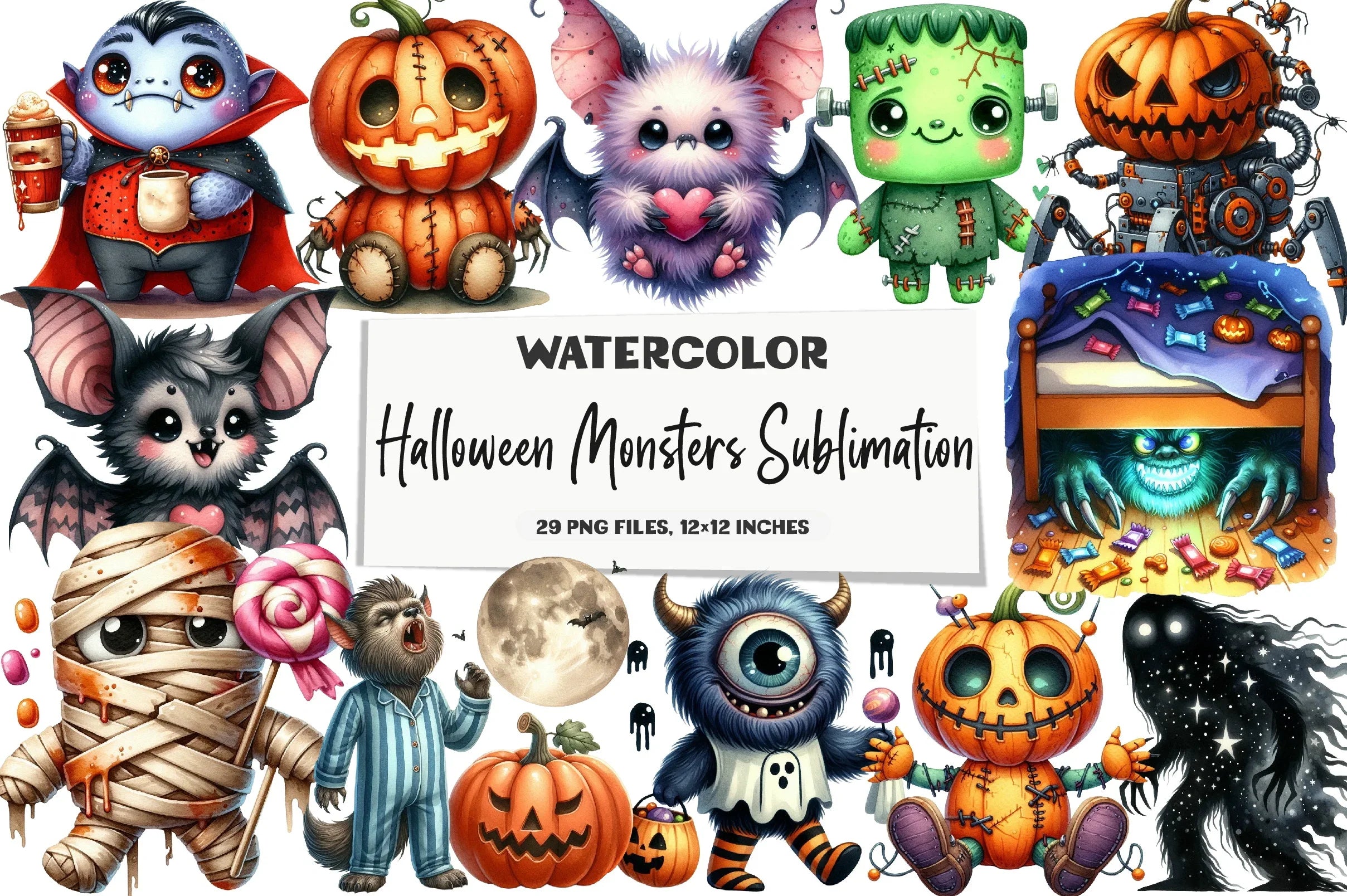 Halloween Monsters Clipart Bundle