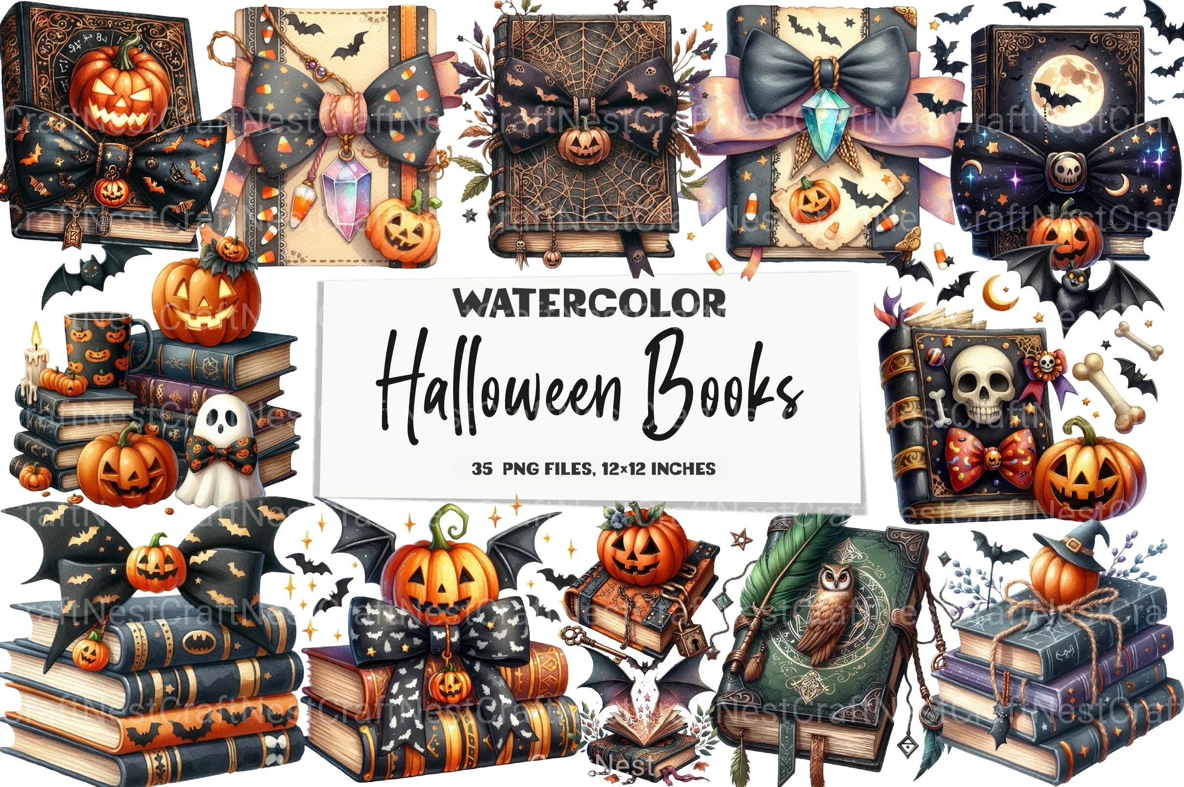 Halloween Books Clipart Bundle
