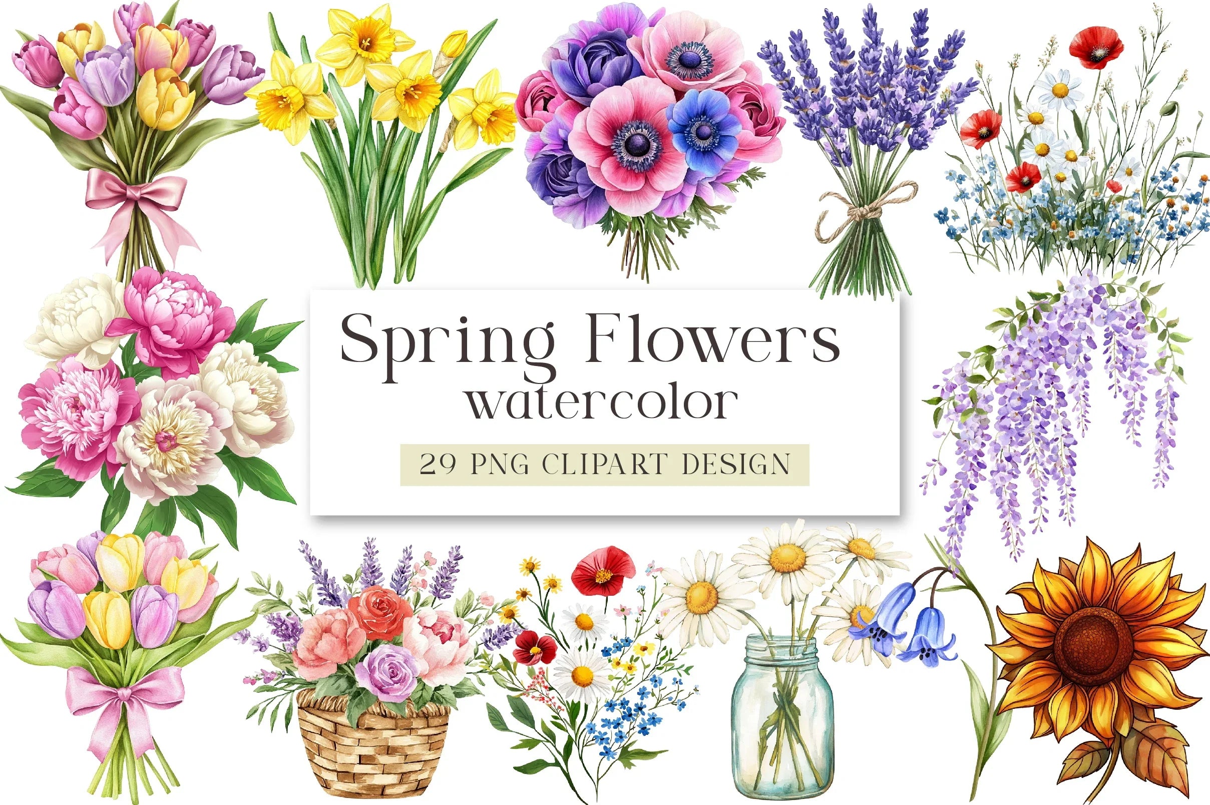 Spring Flowers Clipart Bundle