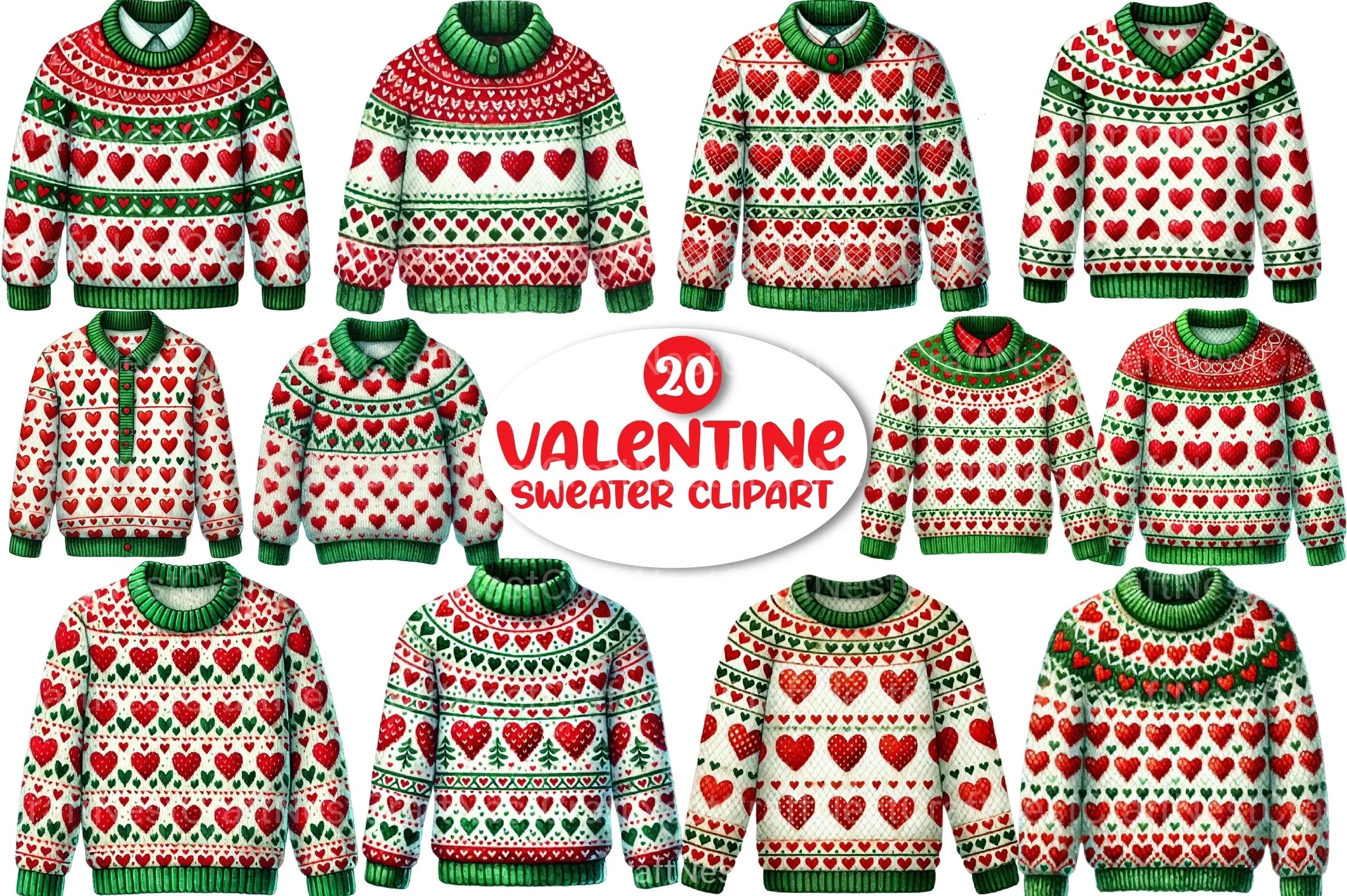 Valentine Sweater Clipart Bundle