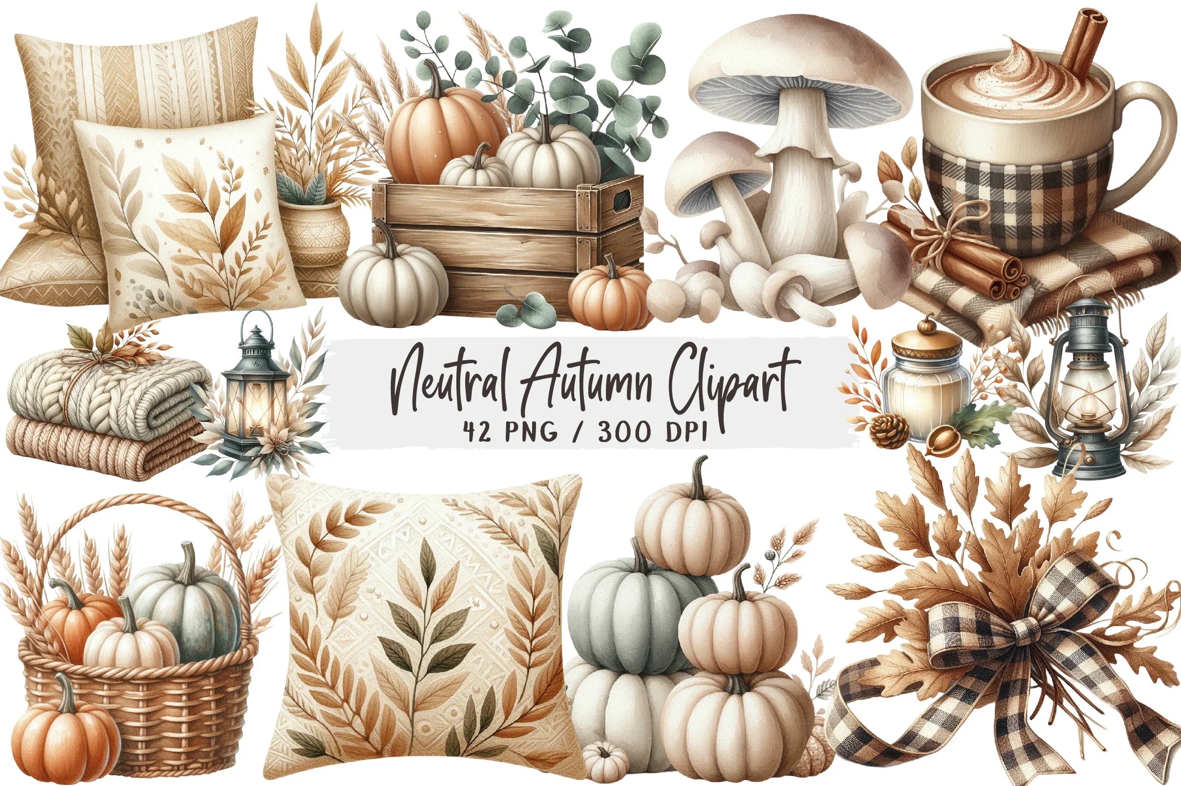 Neutral Autumn Clipart Bundle