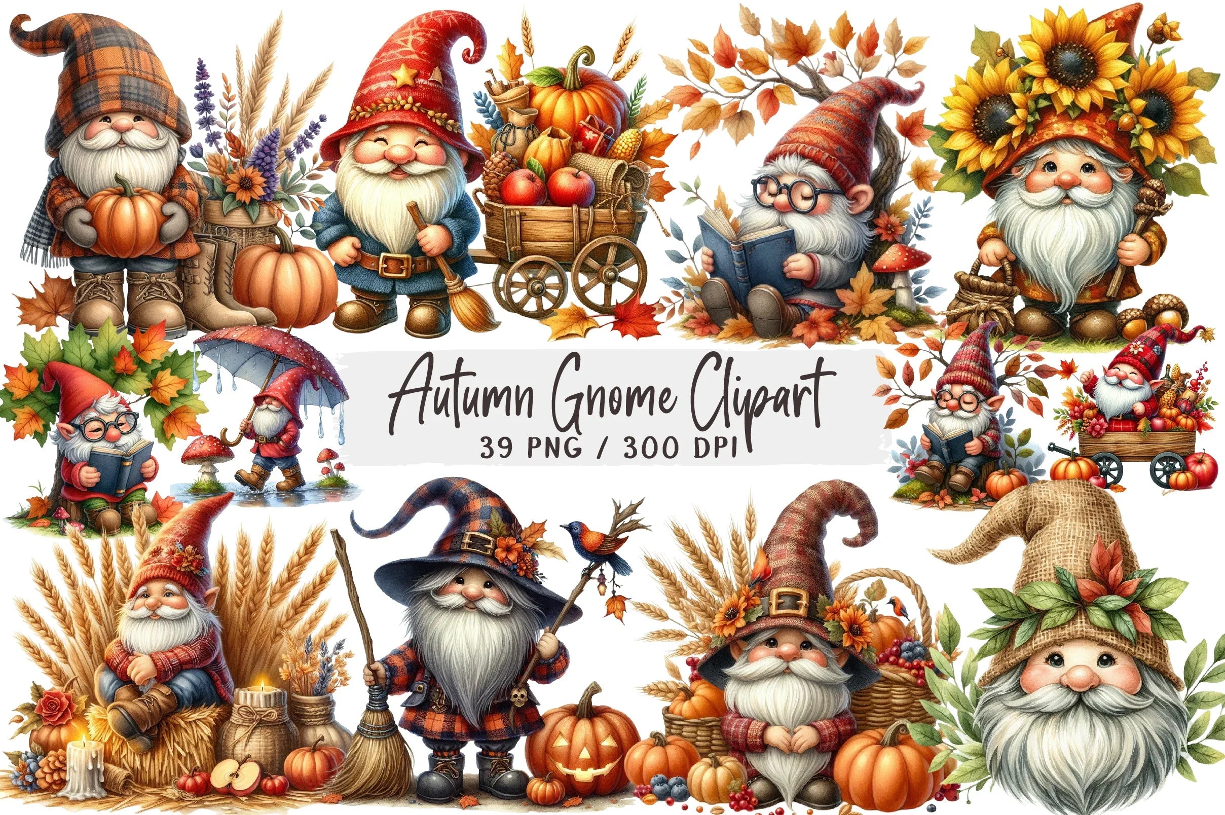 Autumn Gnome Clipart Bundle