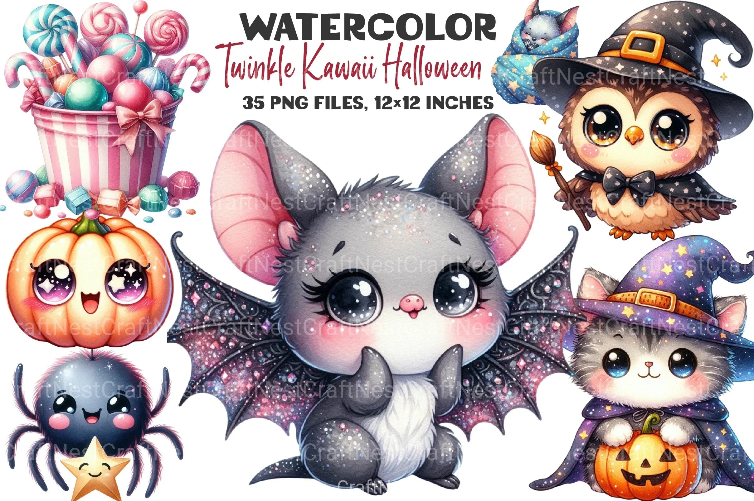 Kawaii Halloween Clipart Bundle