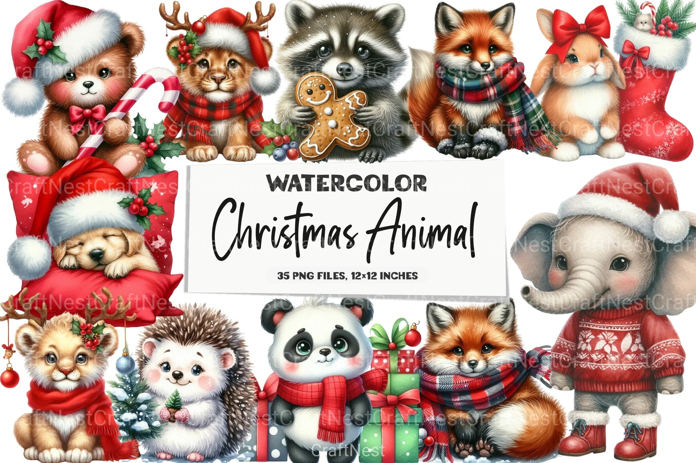 Christmas Animal Clipart Bundle