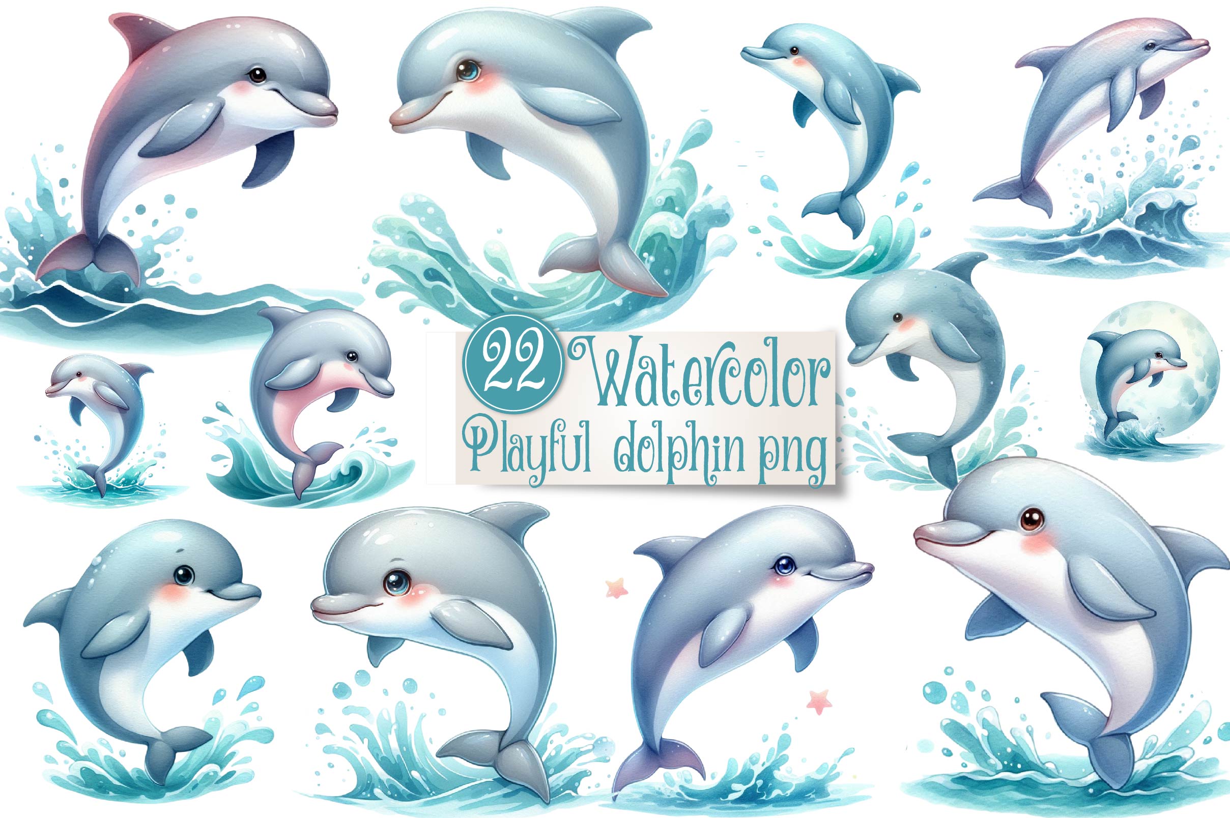 Playful Dolphin Clipart Bundle