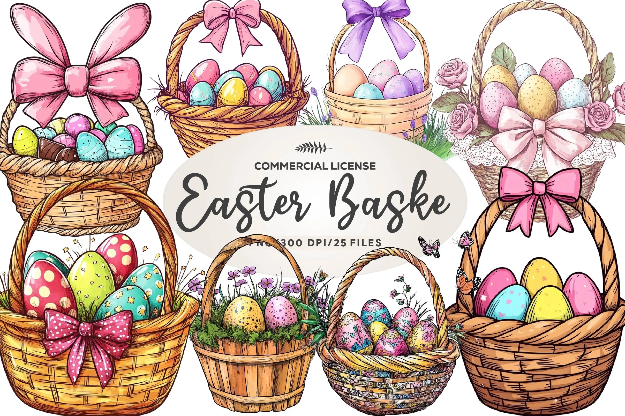 Easter Basket Clipart Bundle