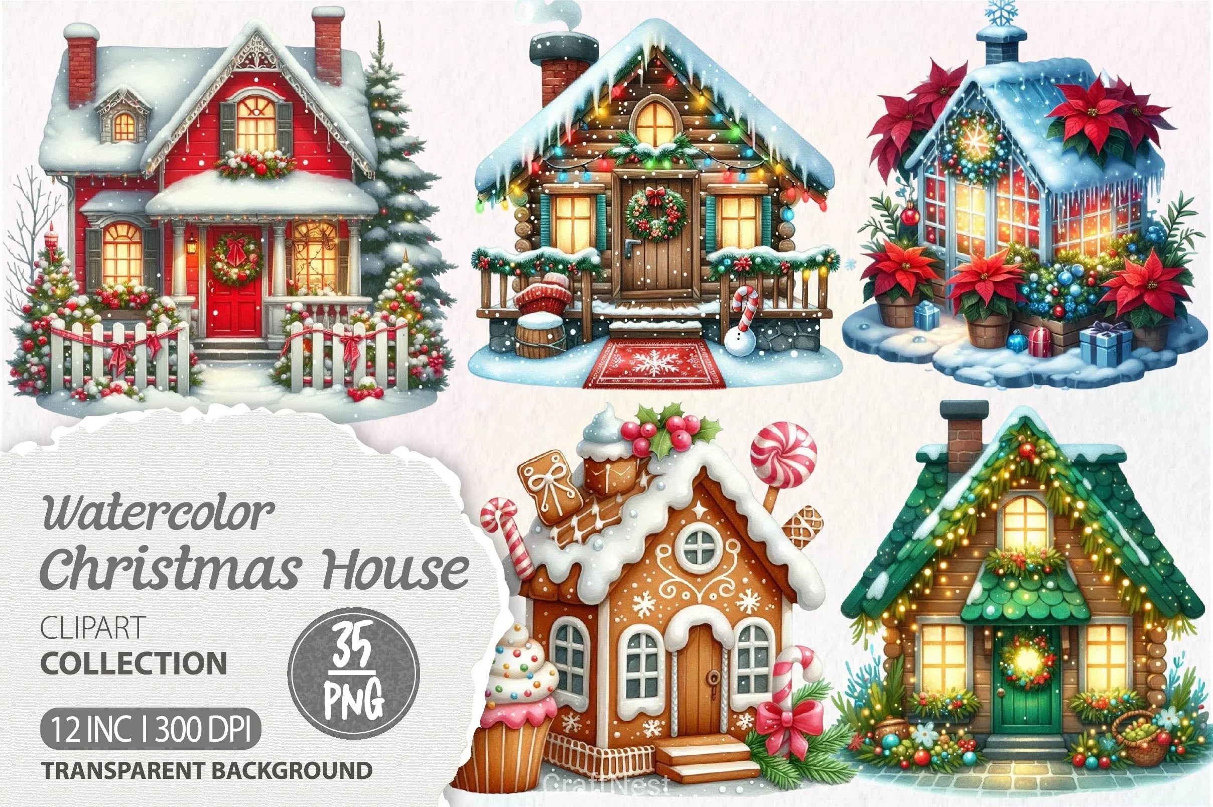 Christmas House Clipart Bundle