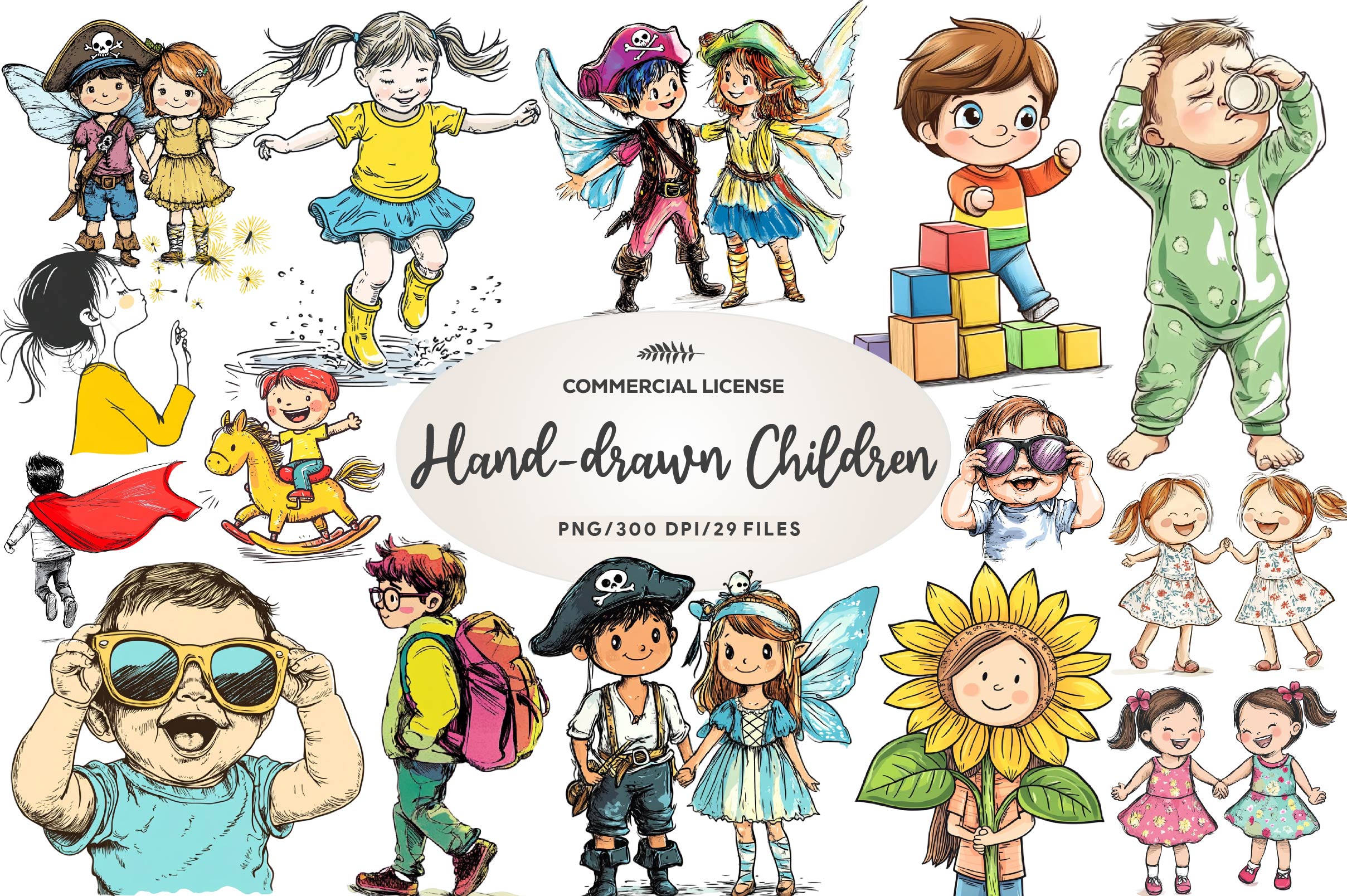Hand Drawn Children Clipart Bundle 1