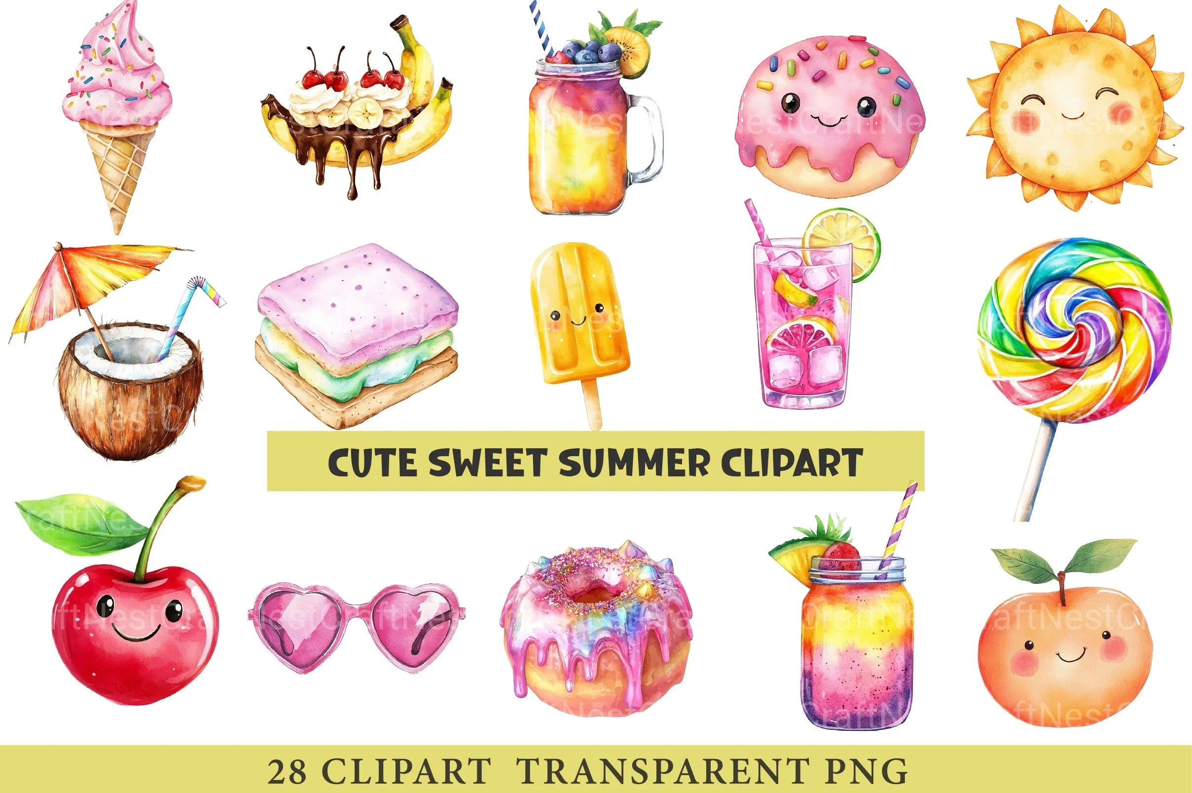 Cute Sweet Summer Clipart Bundle