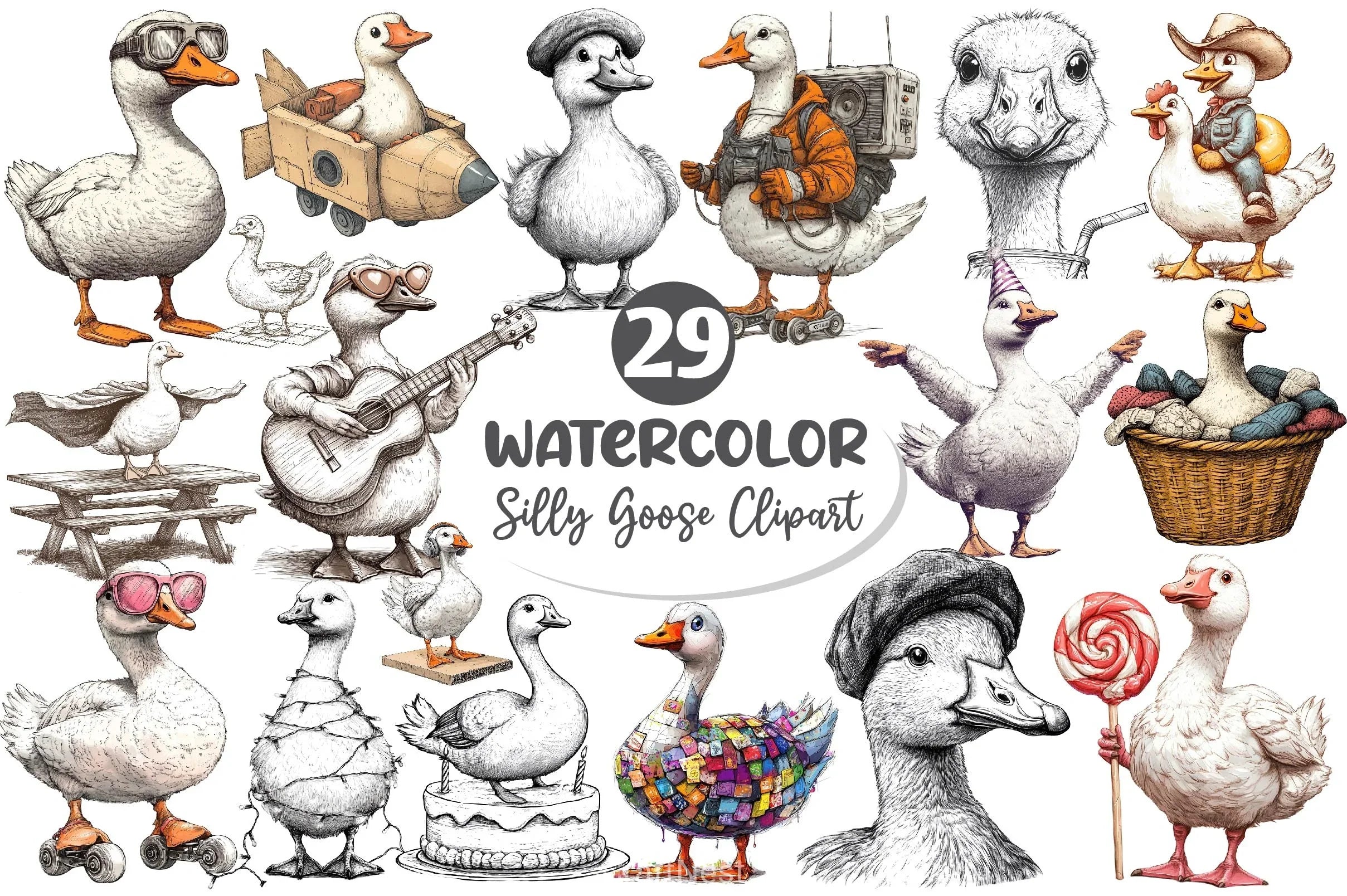 Silly Goose Clipart Bundle