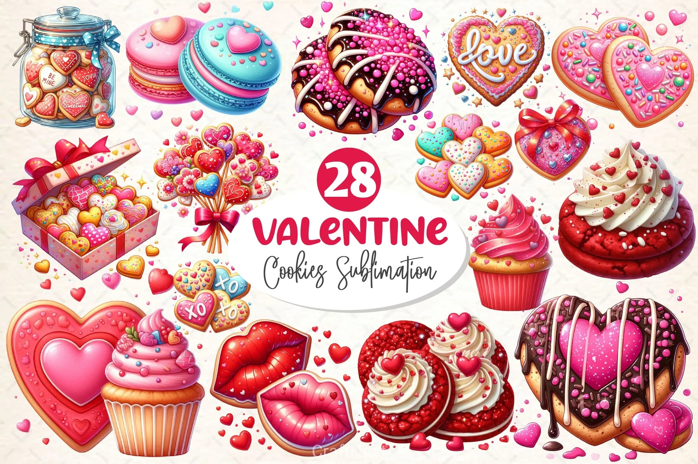 Valentine Cookies Clipart Bundle