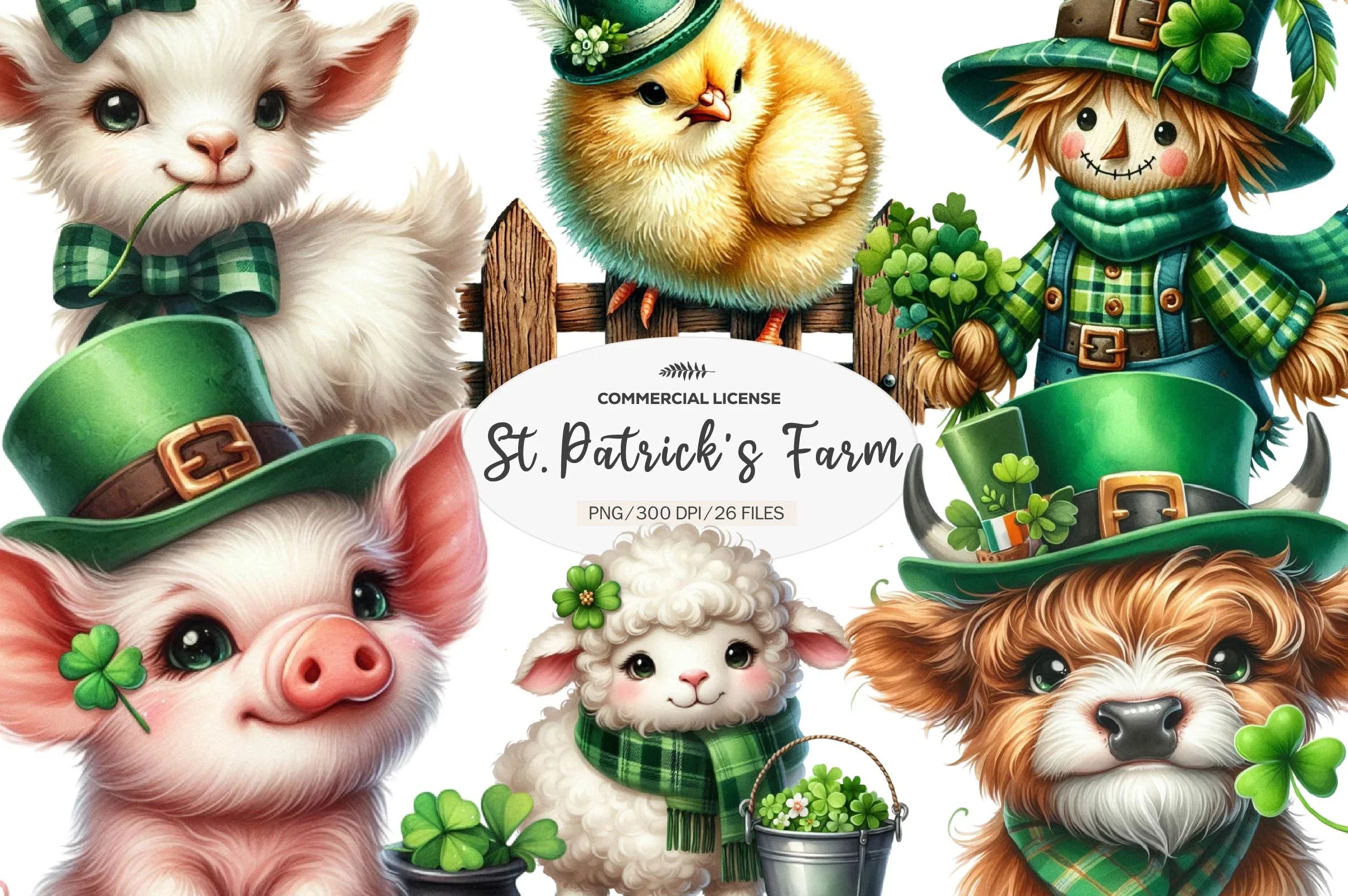 St Patrick's Day Farm Clipart Bundle
