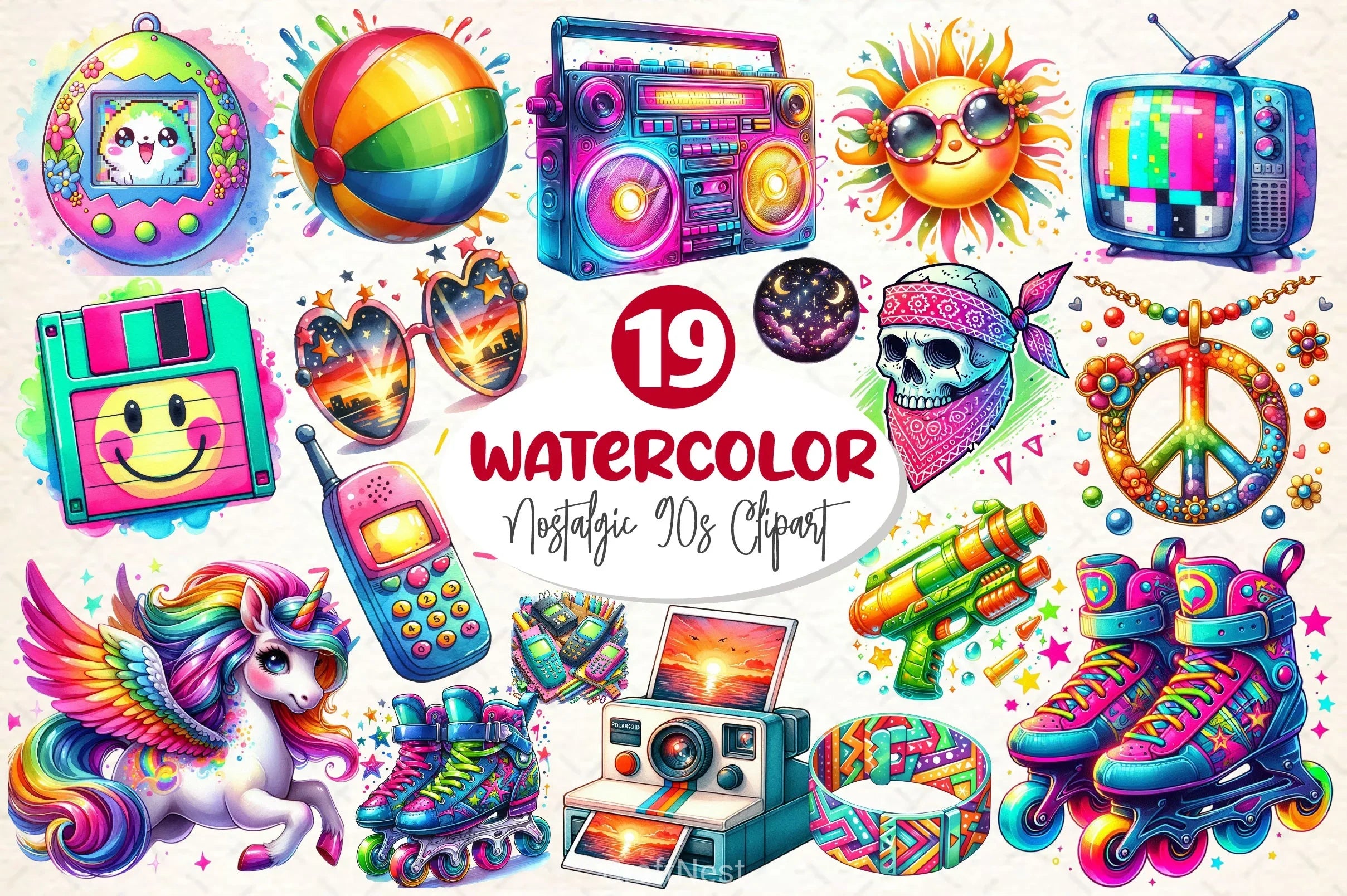 Nostalgic 90s Clipart Bundle