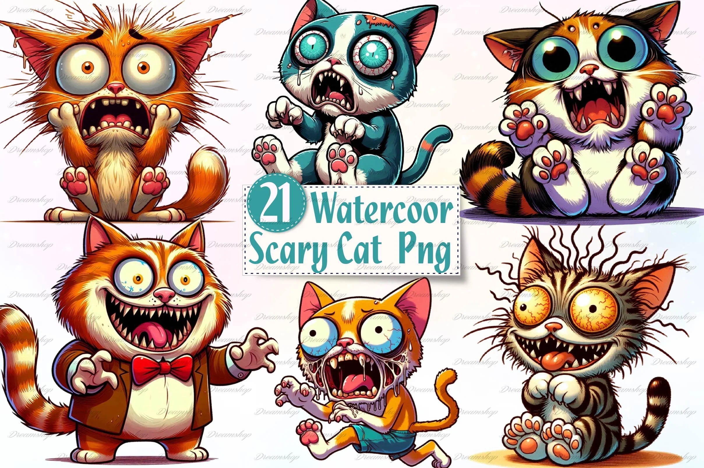 Spooky Scary Cat Clipart Bundle
