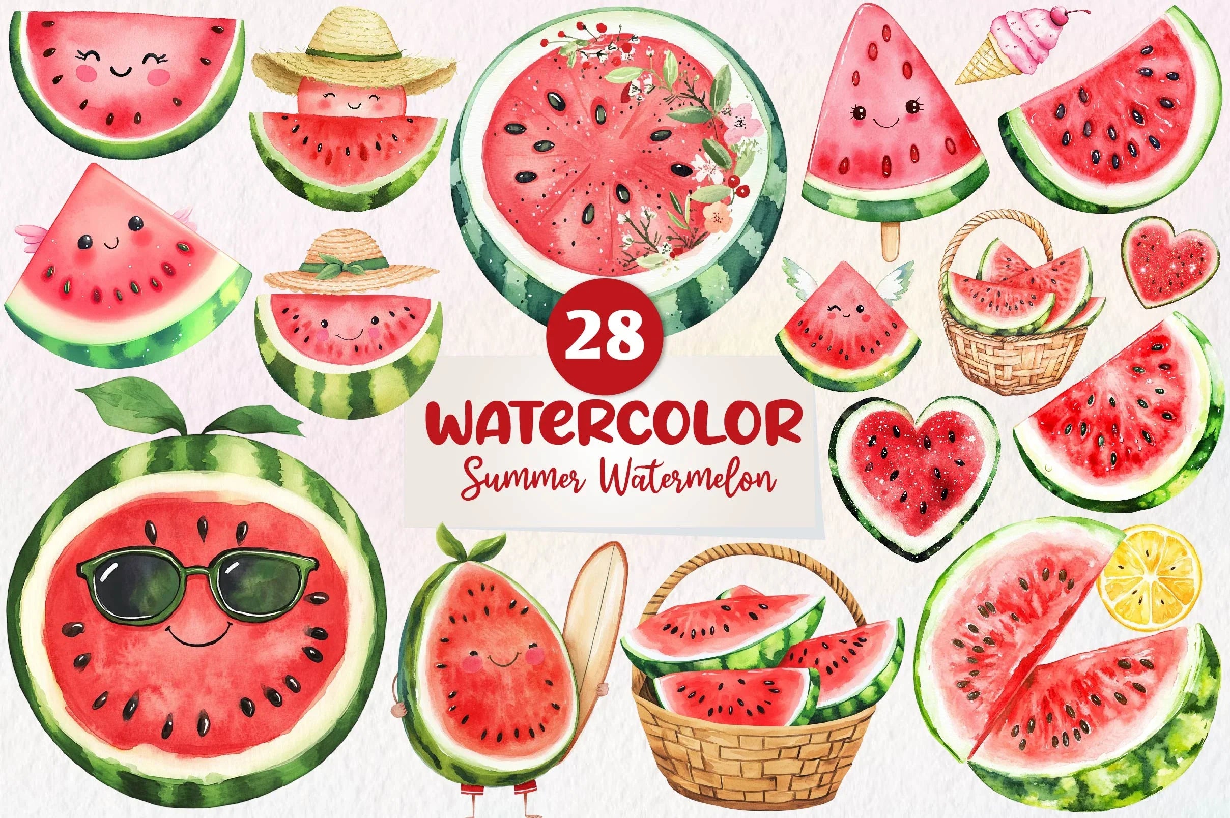 Summer Watermelon Clipart Bundle