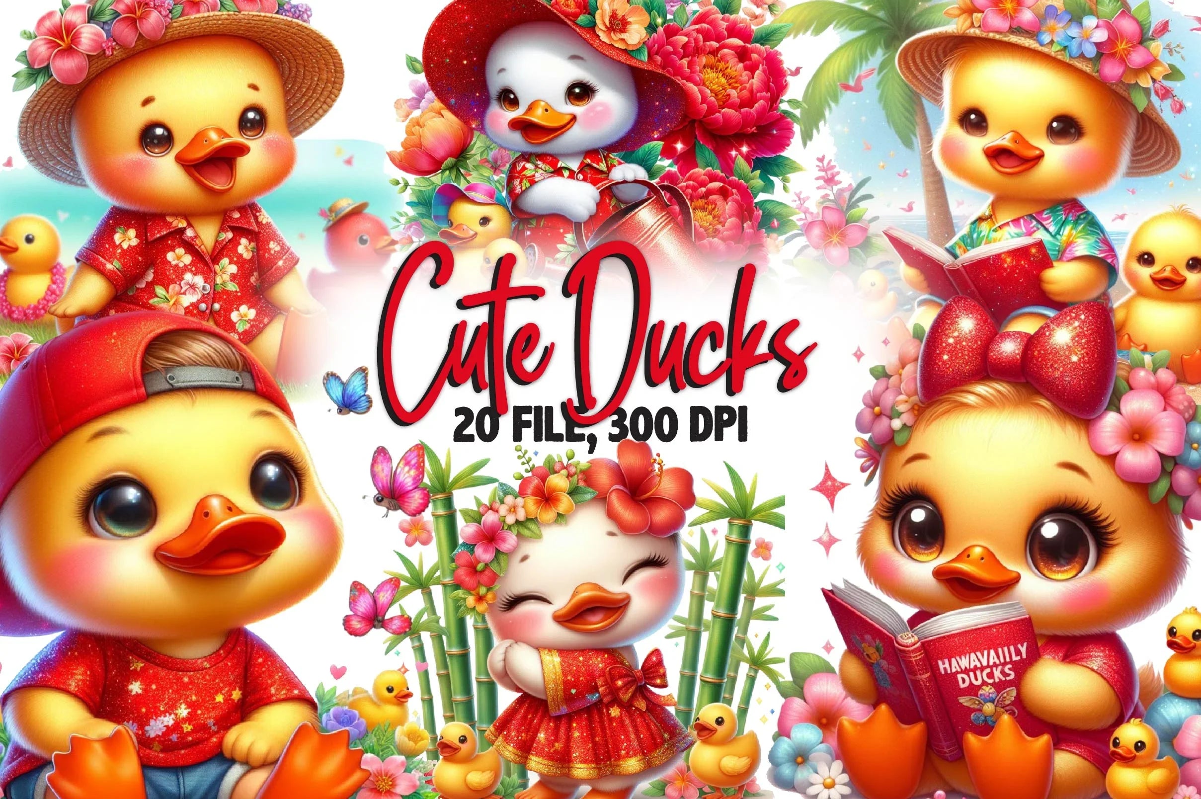 Cute Ducks Clipart Bundle