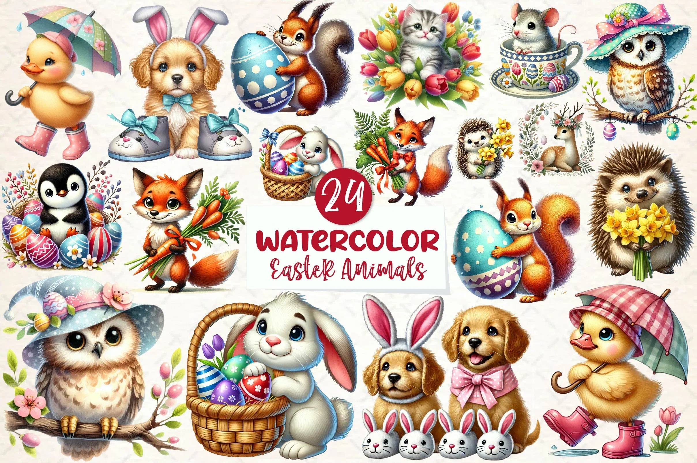 Easter Animals Clipart Bundle
