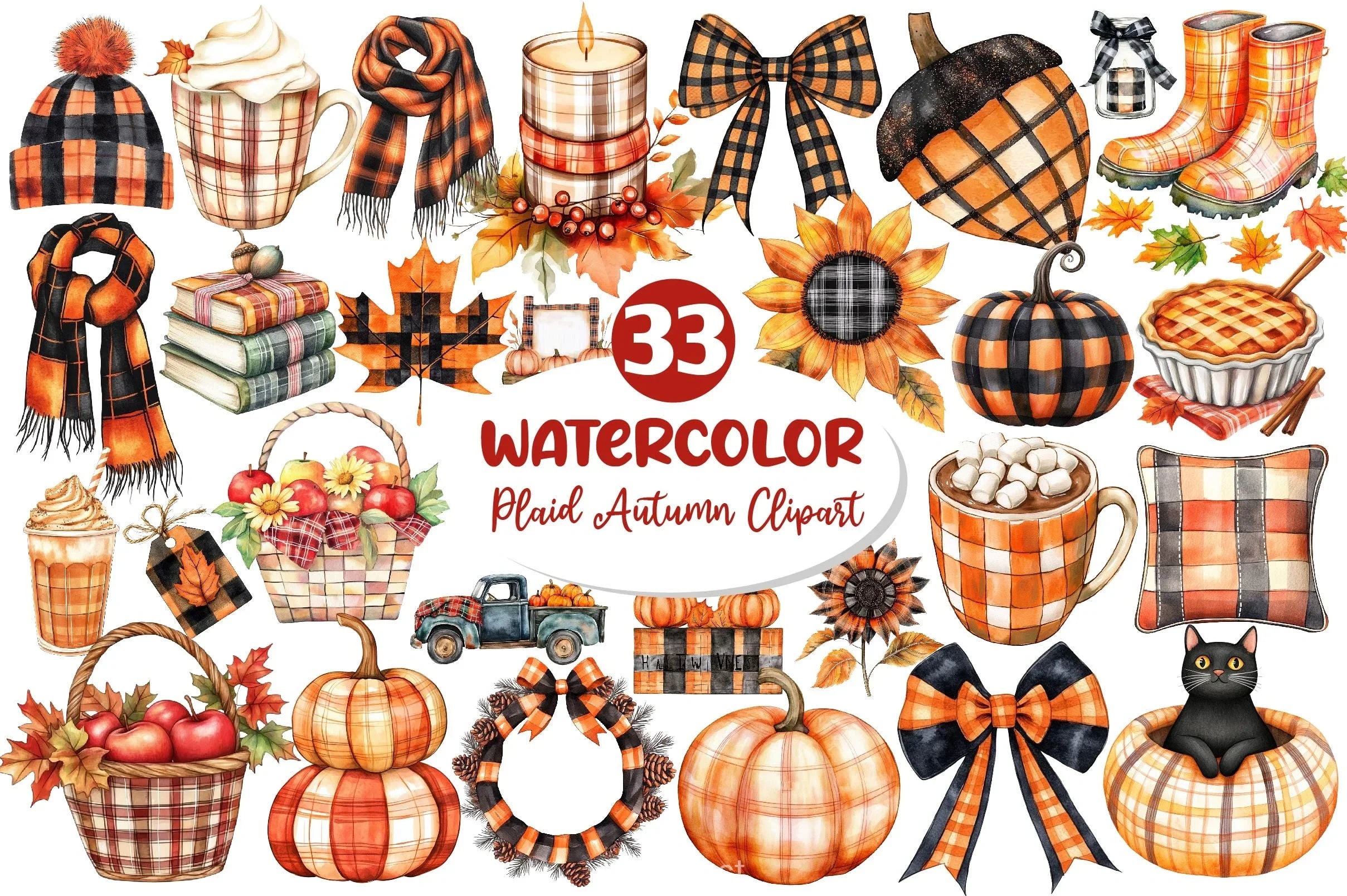Plaid Autumn Clipart Bundle