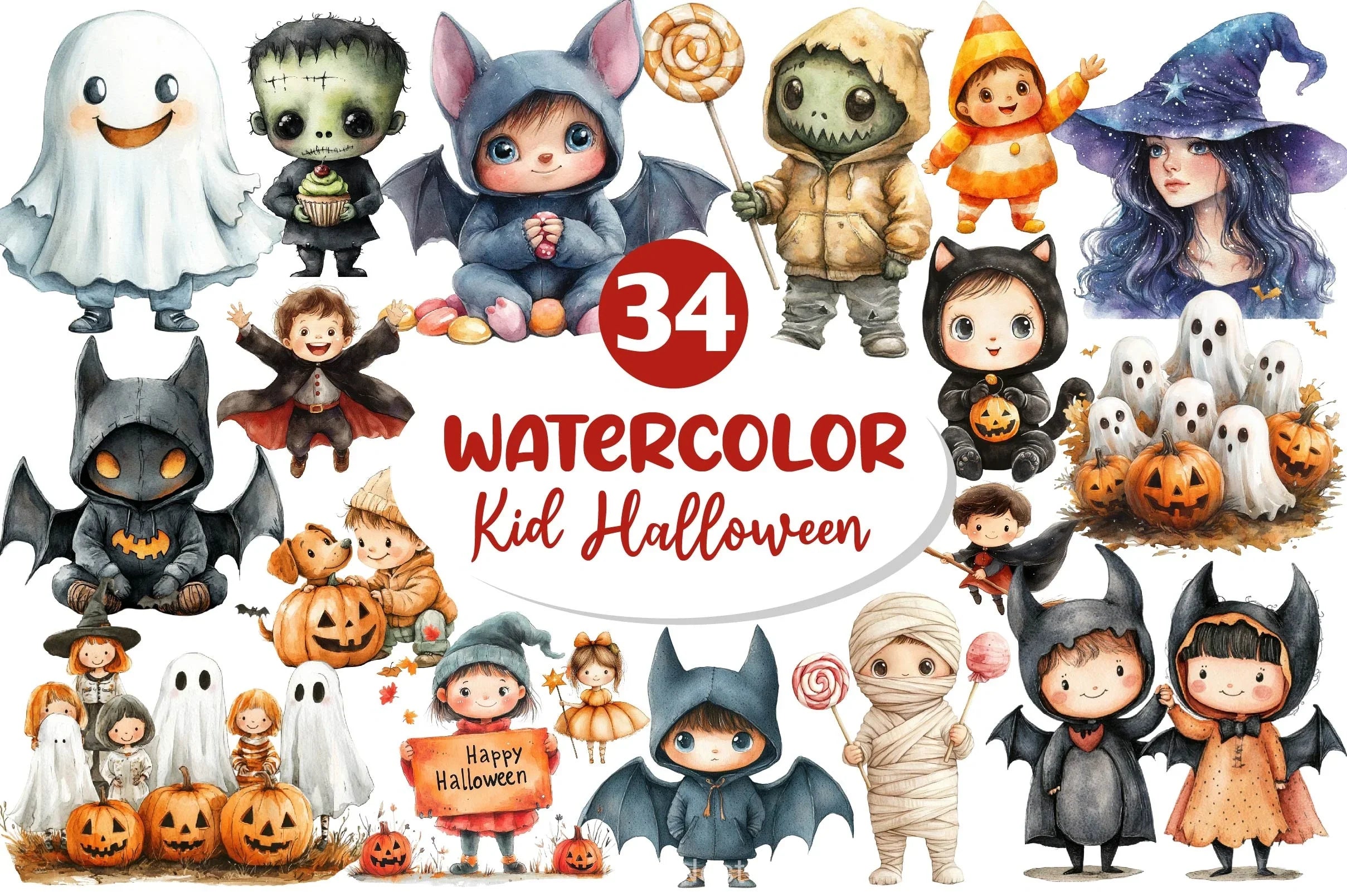 Kid Halloween Clipart Bundle