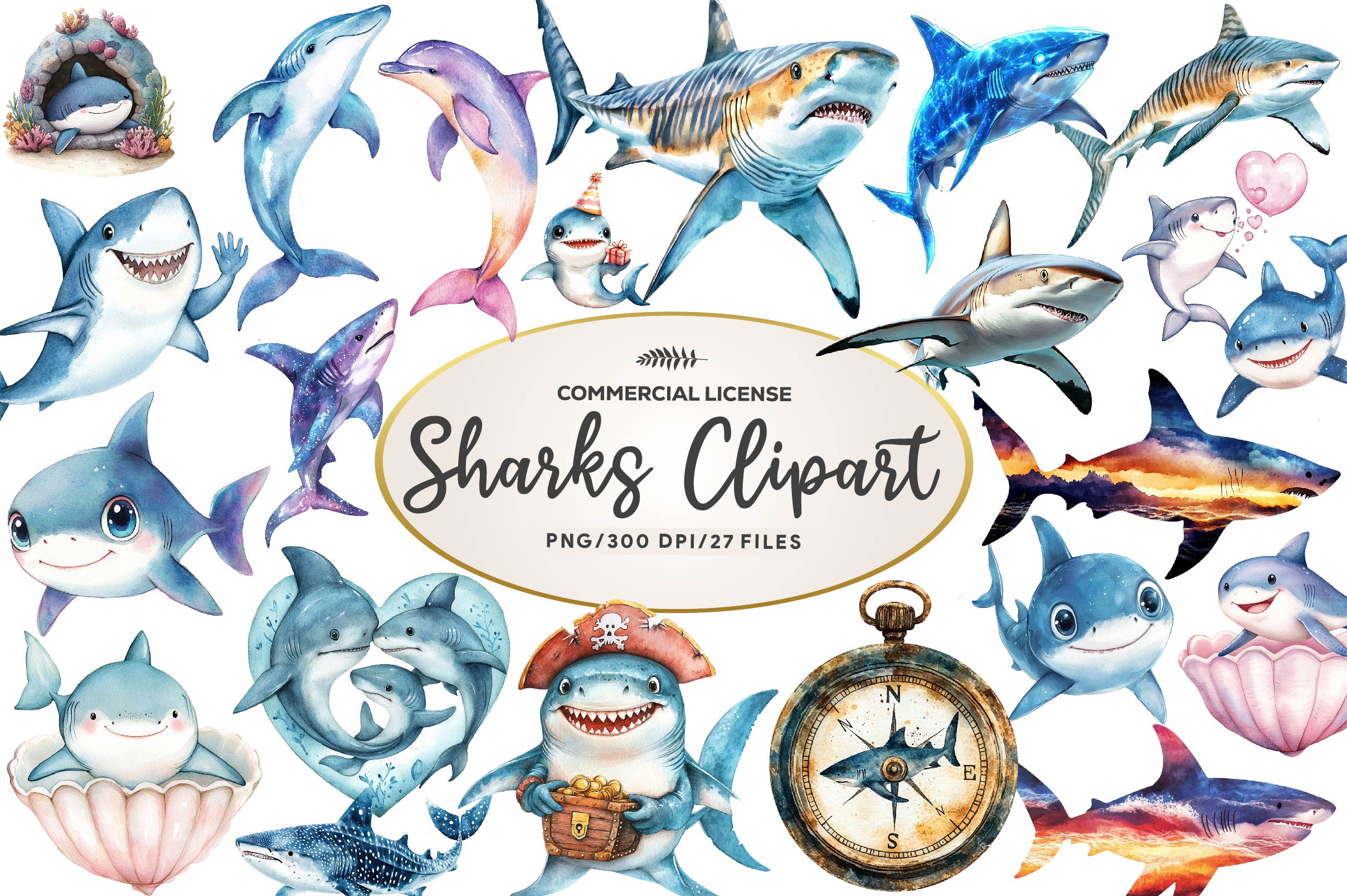 Sharks Clipart Bundle