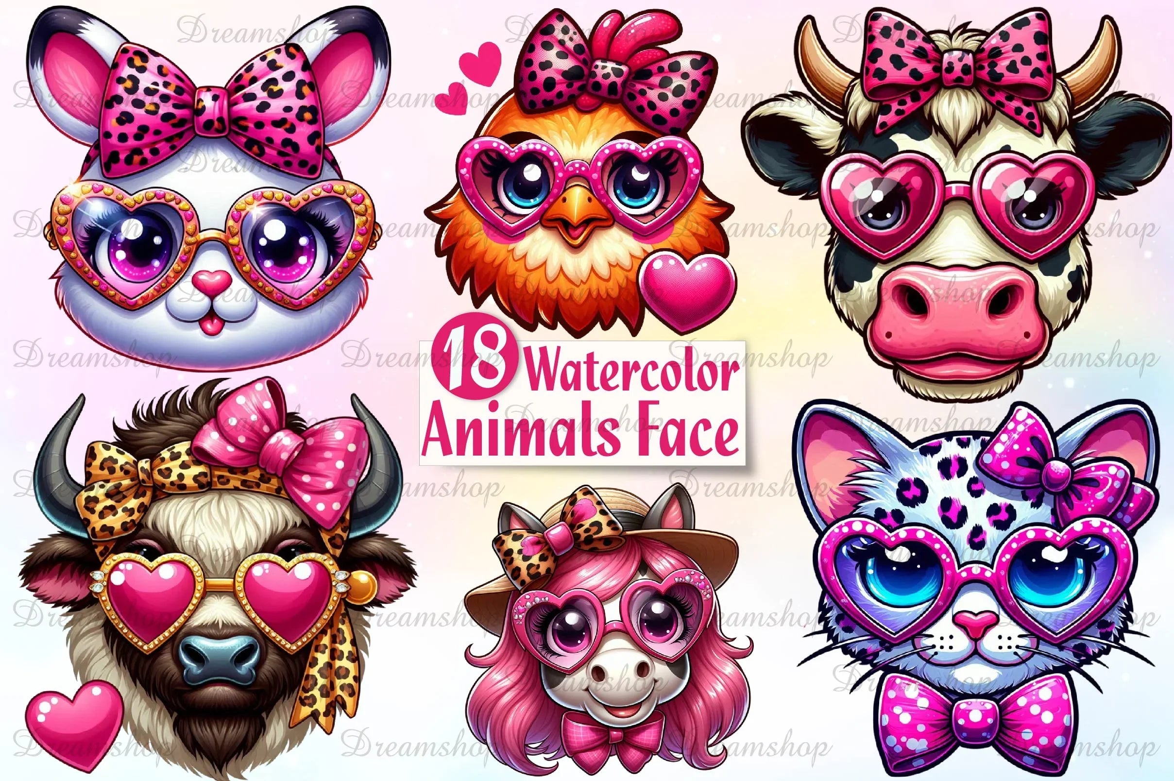 Farm Animals Face Clipart Bundle