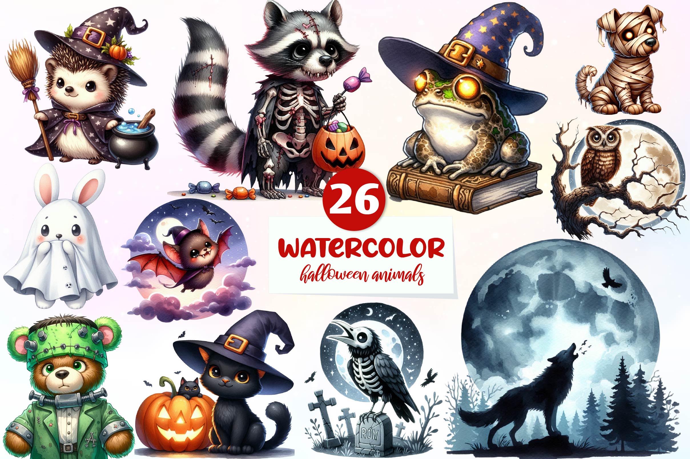 Halloween Animals Clipart Bundle