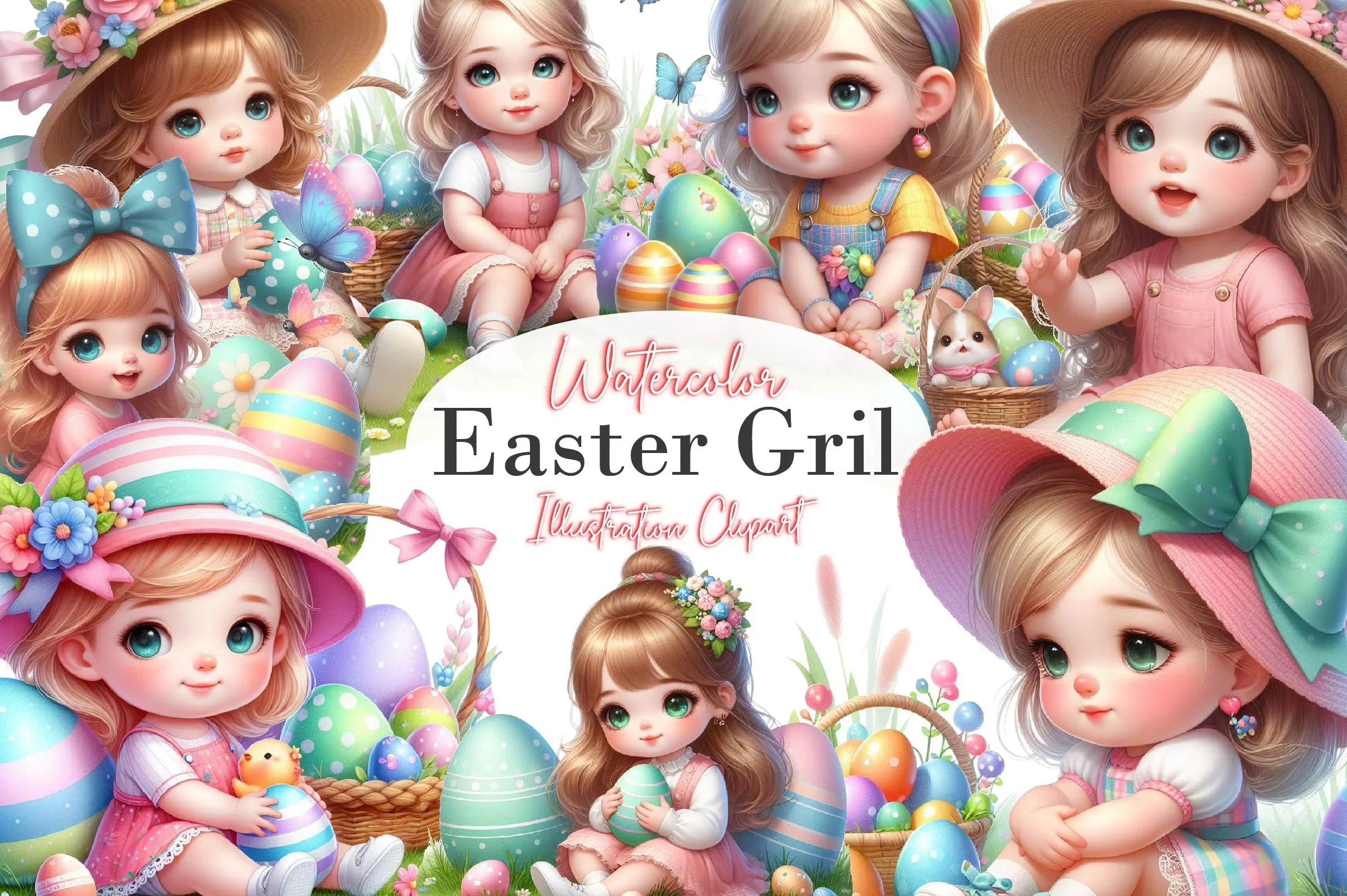 Easter Girl Clipart Bundle