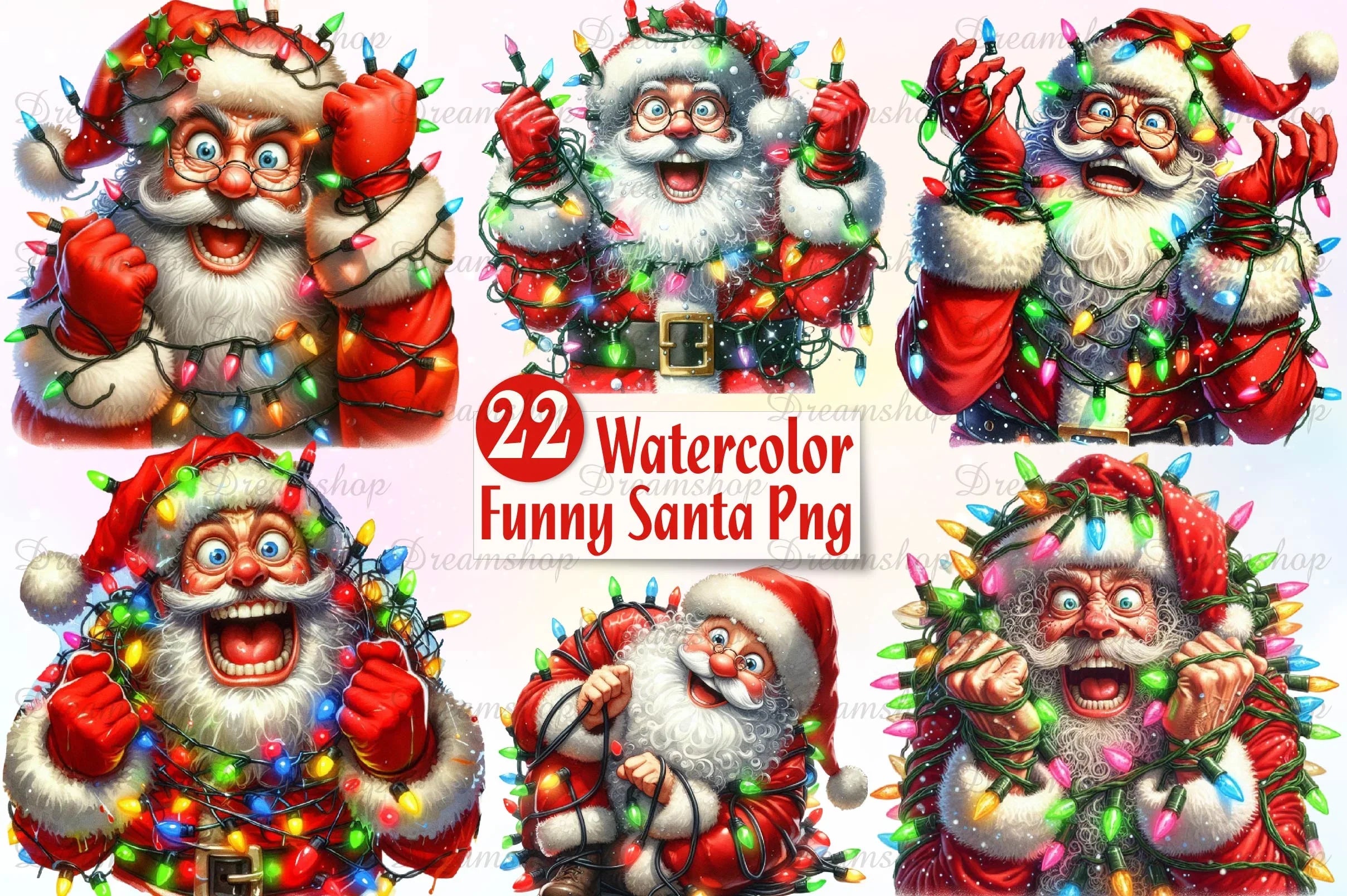 Funny Christmas Santa Clipart Bundle