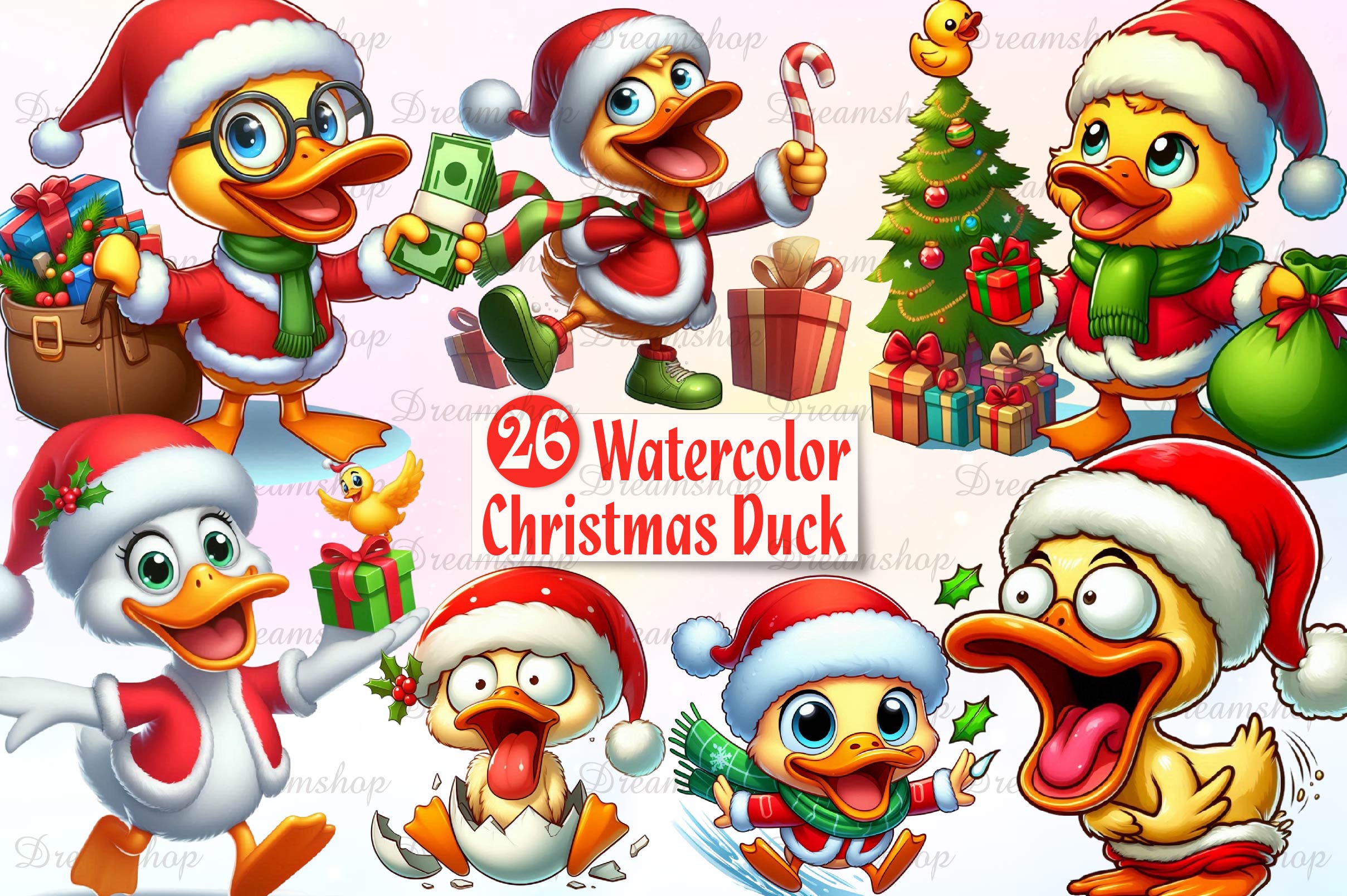 Christmas Duck Clipart Bundle