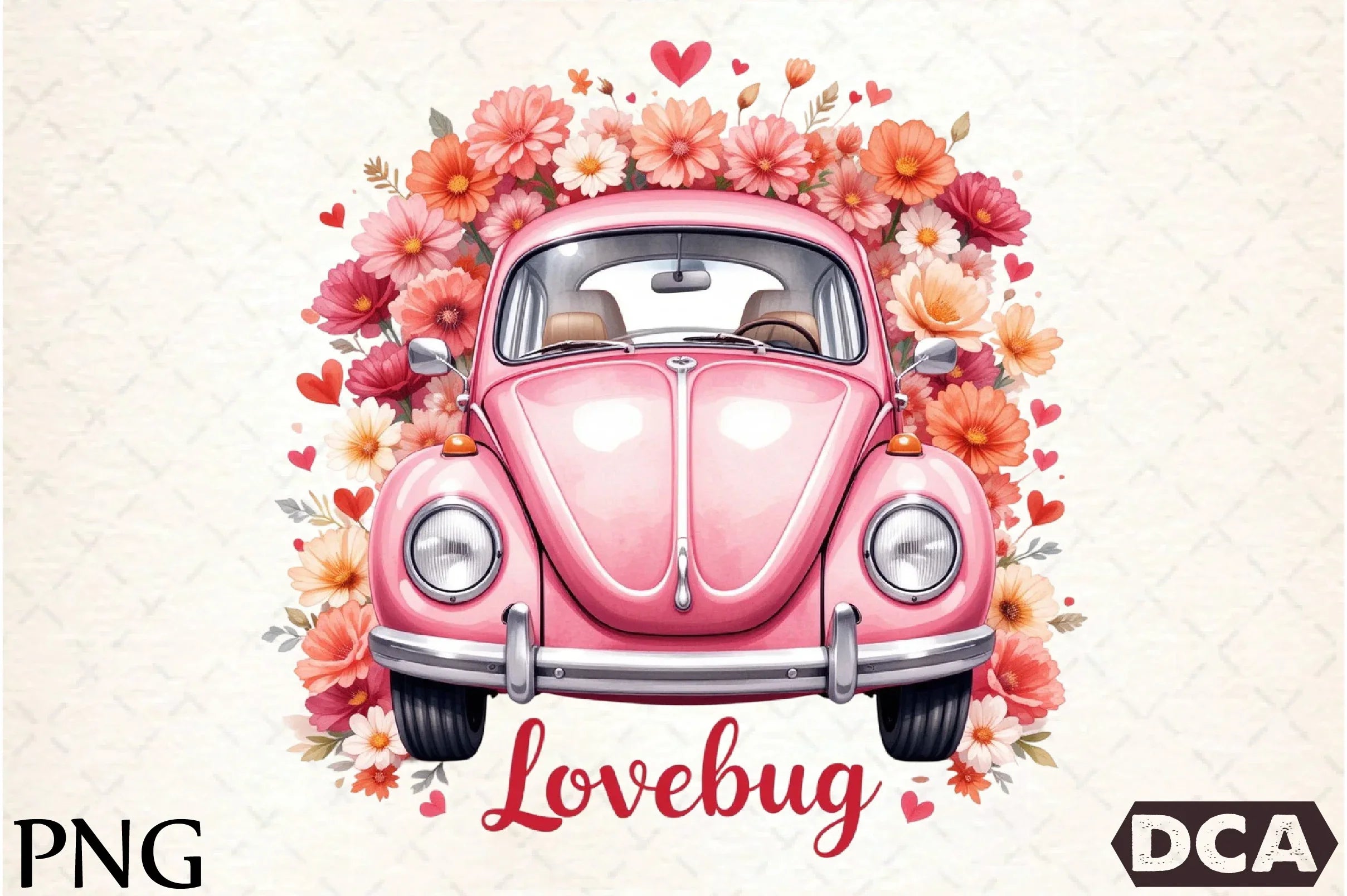 Love Bug Floral Car Clipart Bundle