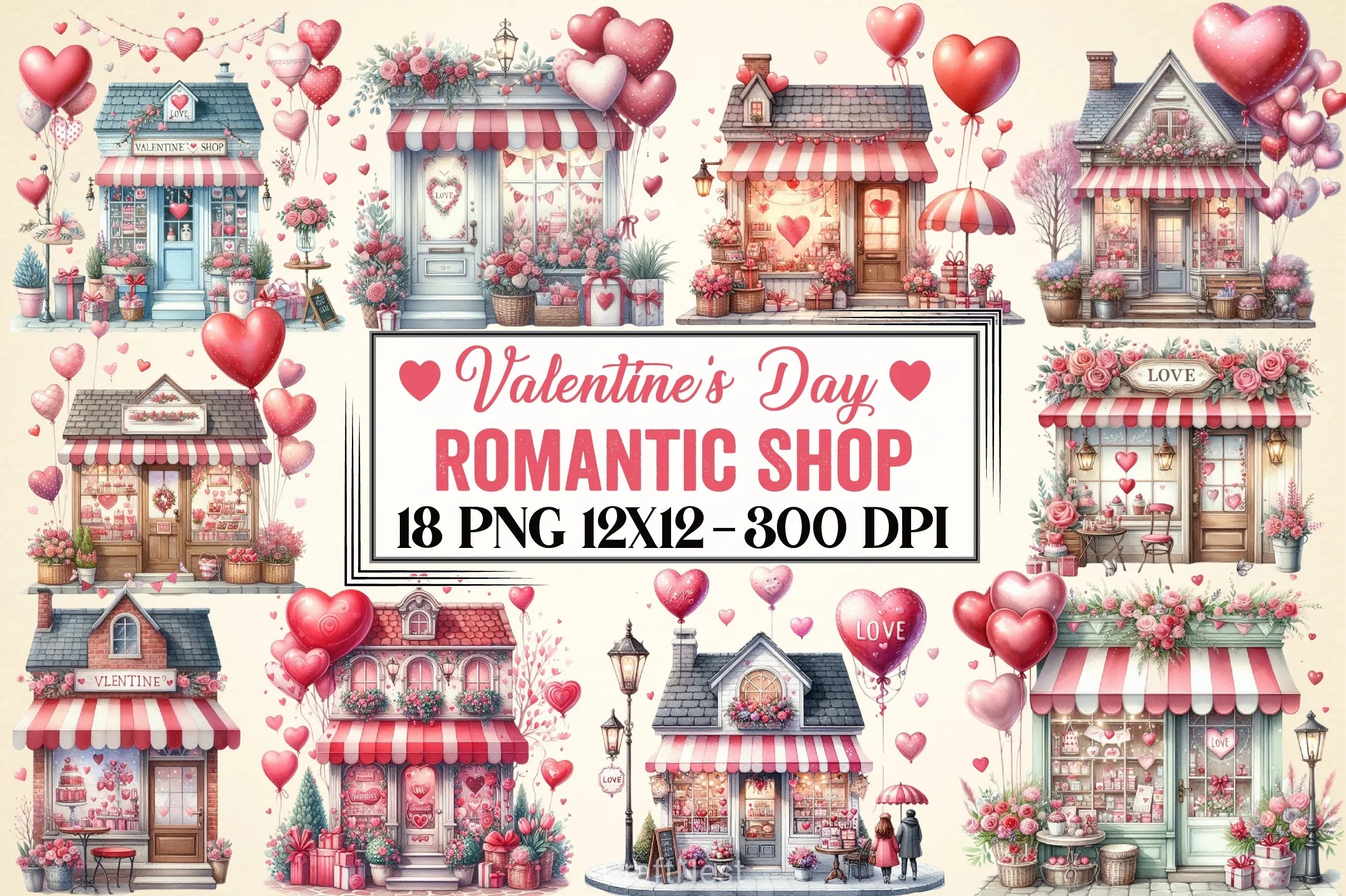 Romantic Valentine's Day Clipart Bundle
