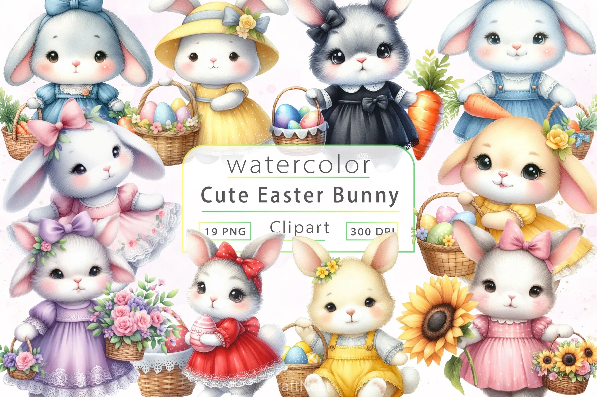 Easter Bunny Clipart Bundle