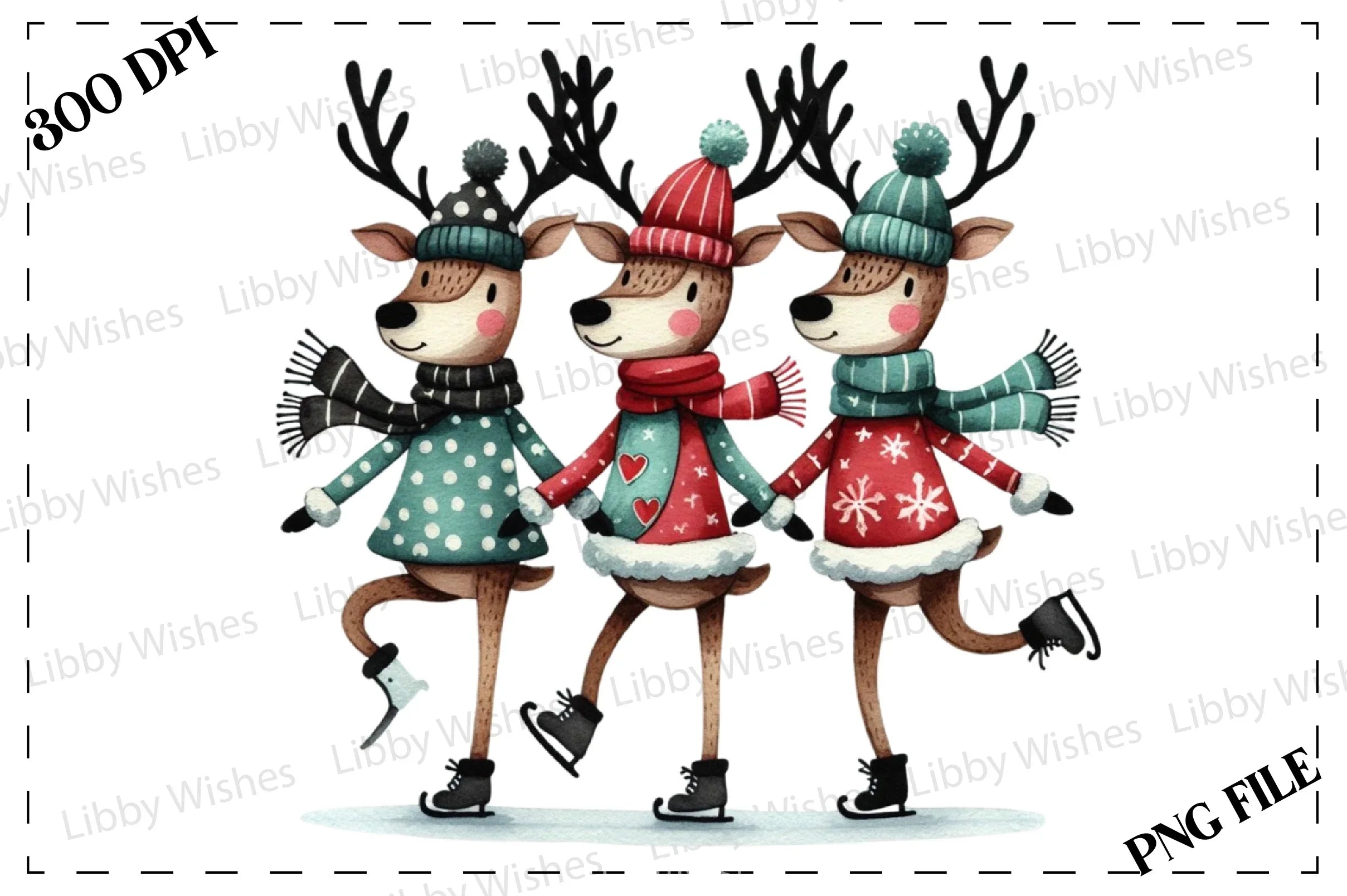 Christmas Reindeer Friends Clipart Bundle