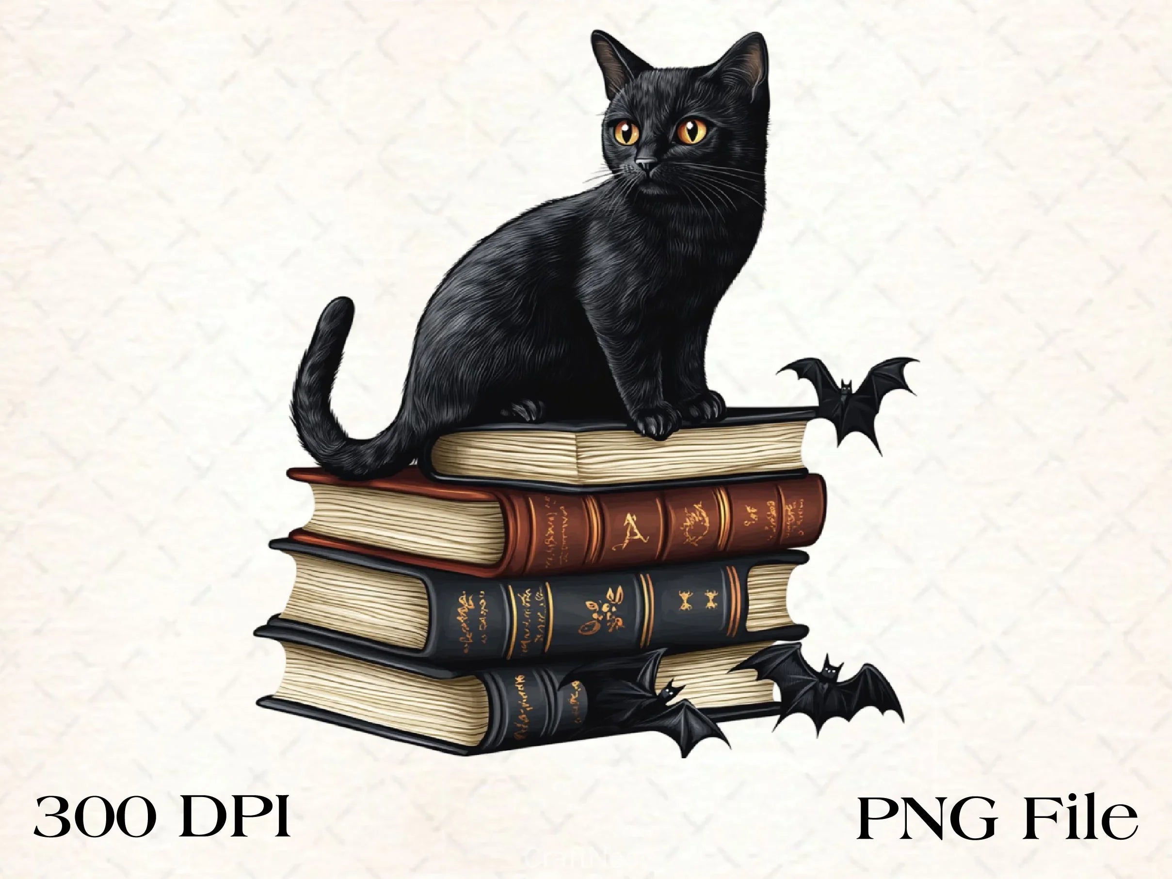 Halloween Black Cat Books Clipart Bundle