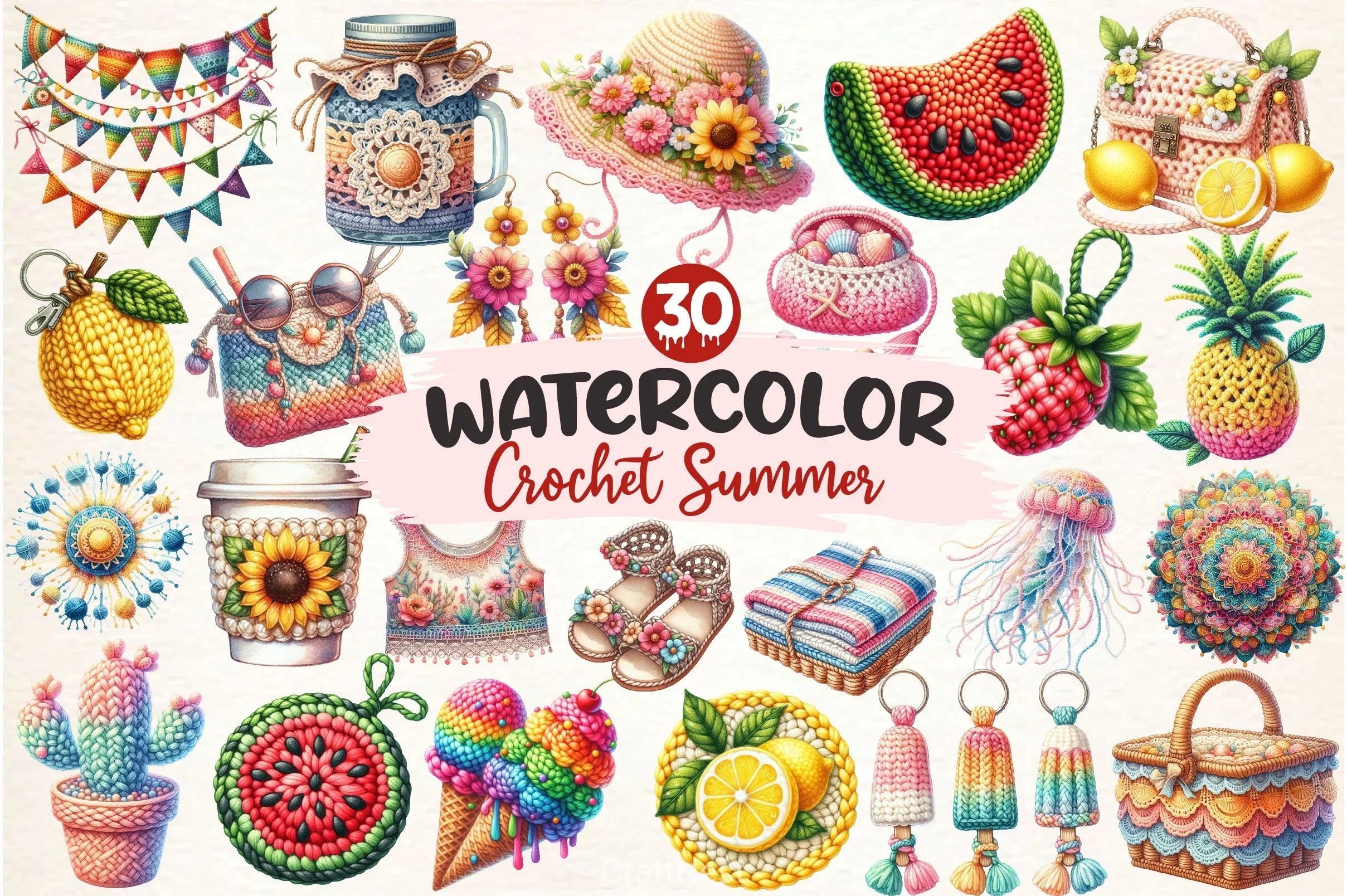Crochet Summer Clipart Bundle
