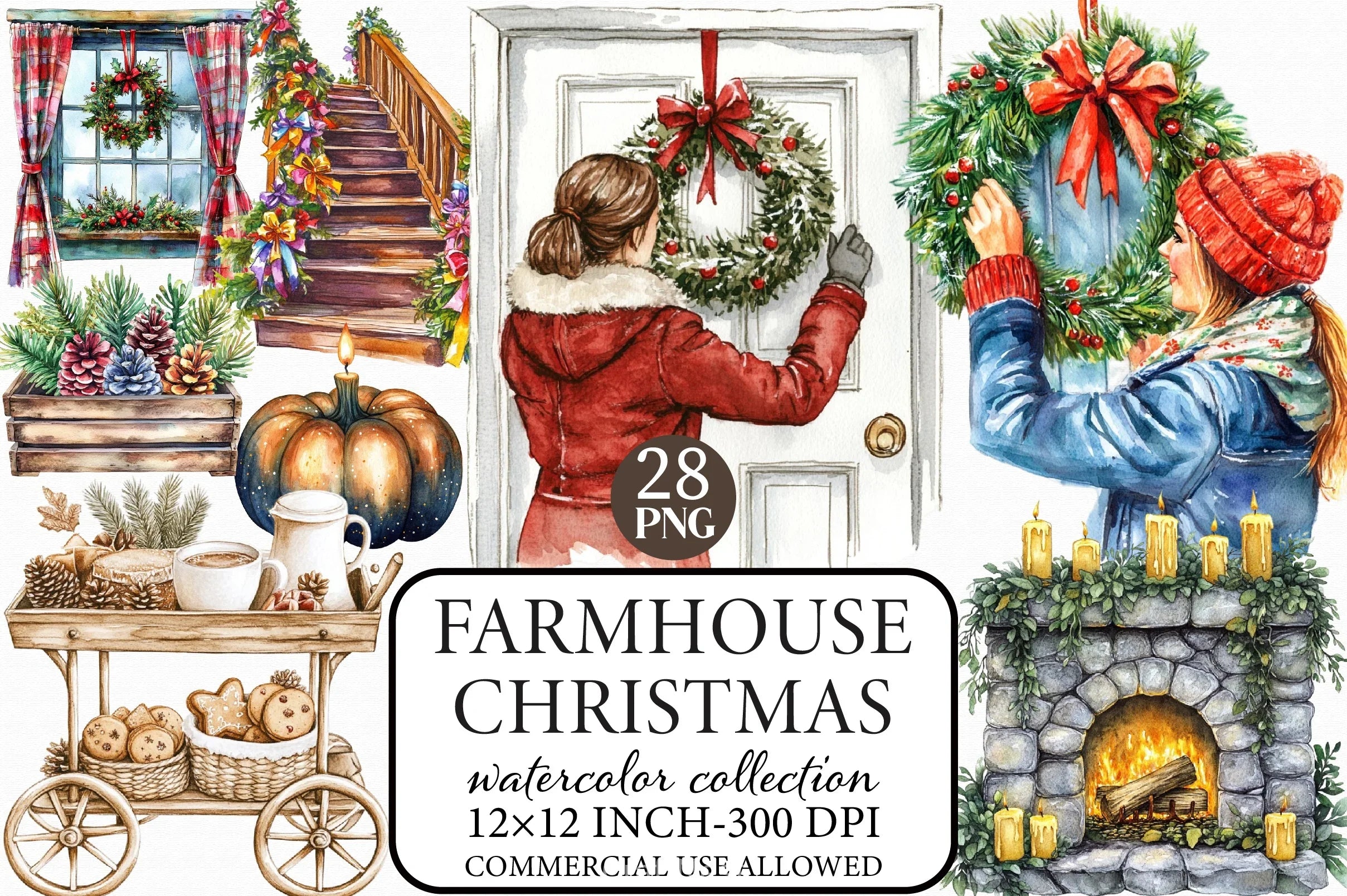 Farmhouse Christmas Clipart Bundle