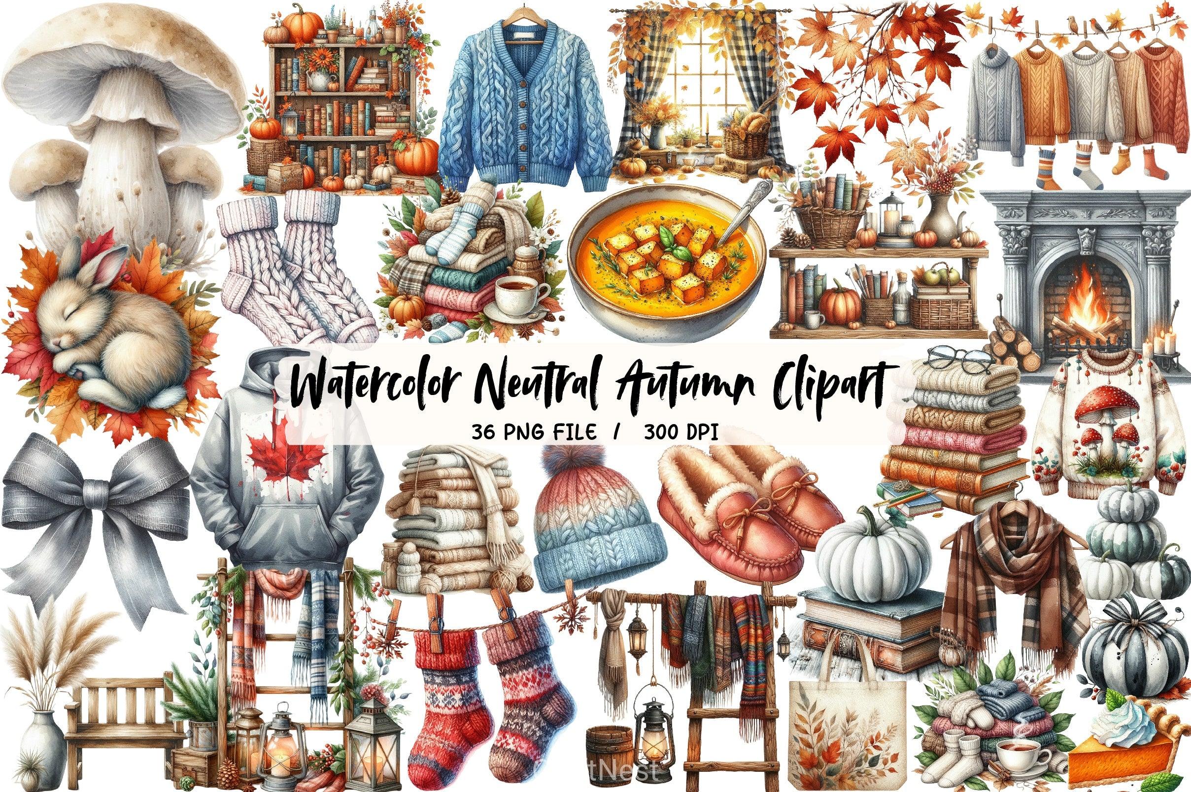 Neutral Autumn Clipart Bundle
