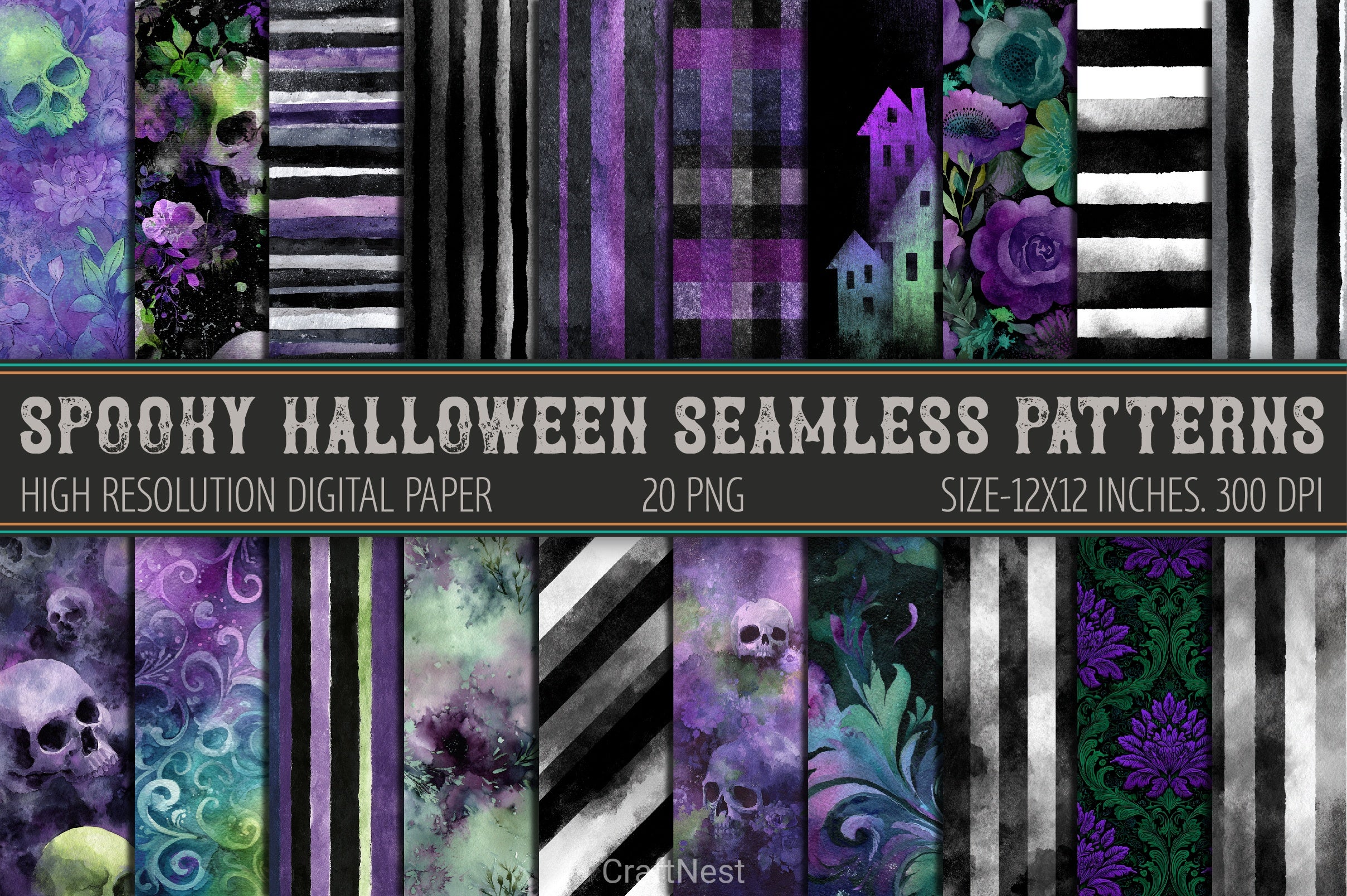 Spooky Halloween Patterns Bundle